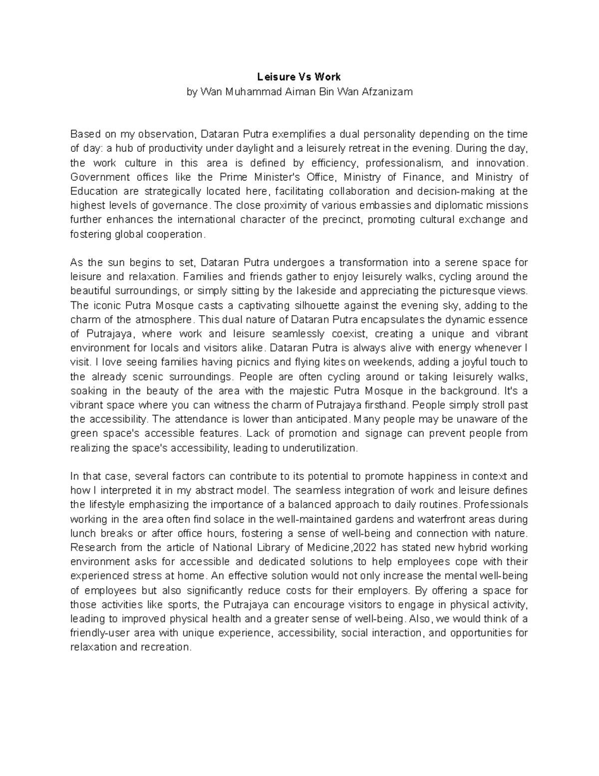 LVW - Summary Interior Architecture - Leisure Vs Work by Wan Muhammad ...