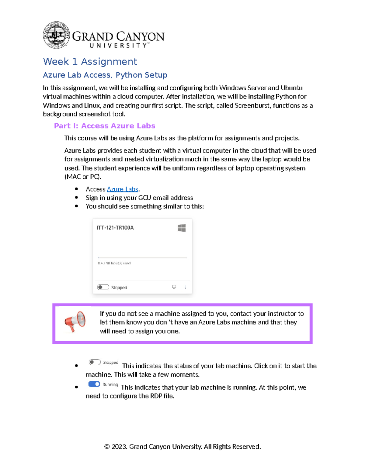 ITT-111-RS-Week 1-Azure Lab & Python Setup Guide - Studocu