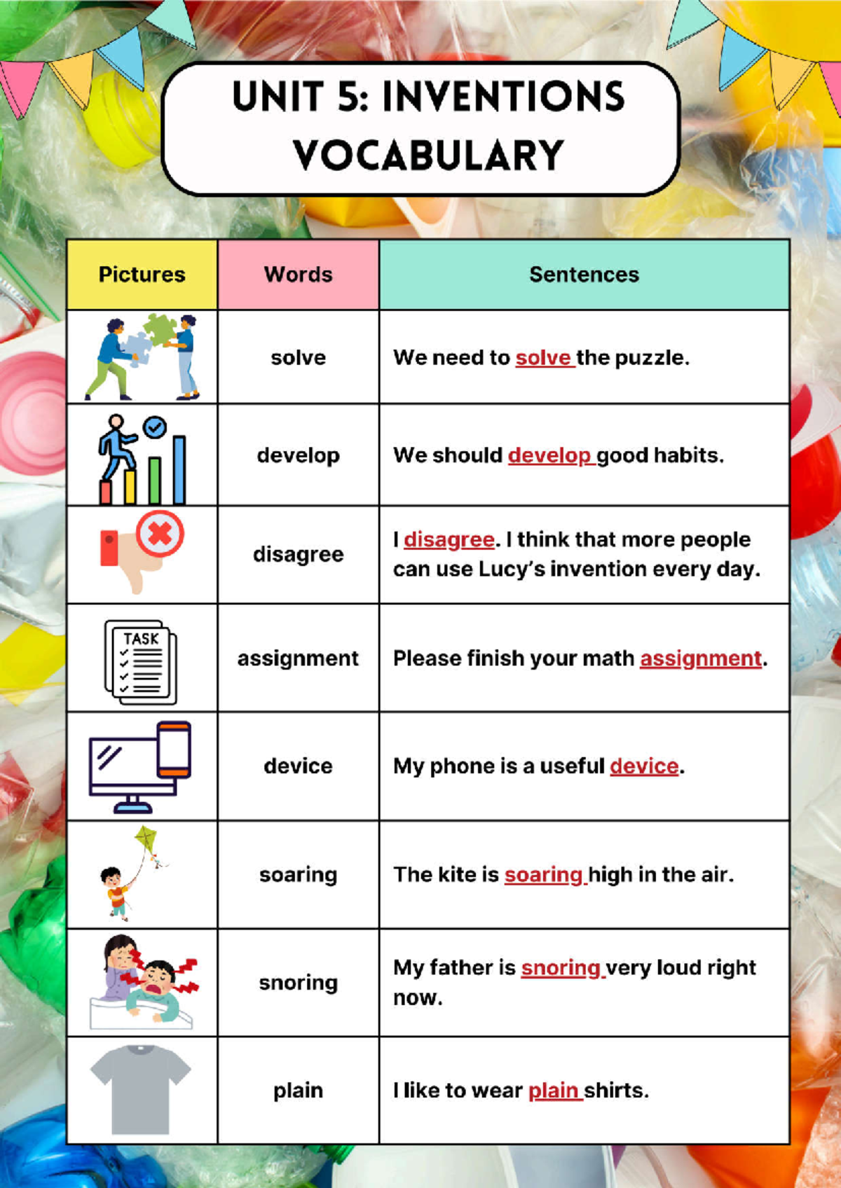 UNIT 5: INVENTIONS VOCABULARY - Nwords for Kids - Studocu