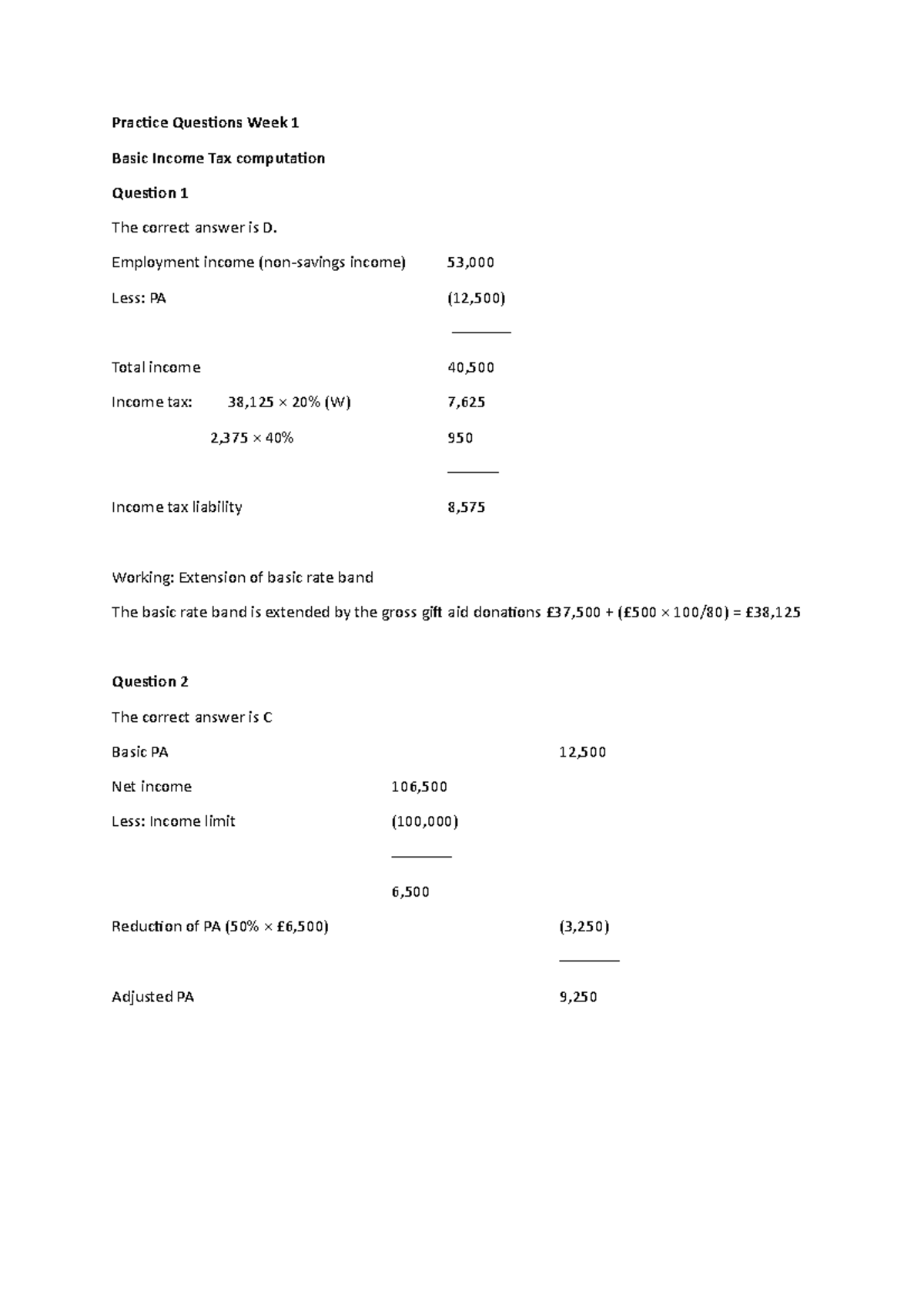 Practice question answers Week 1 - Practice Questions Week 1 Basic ...