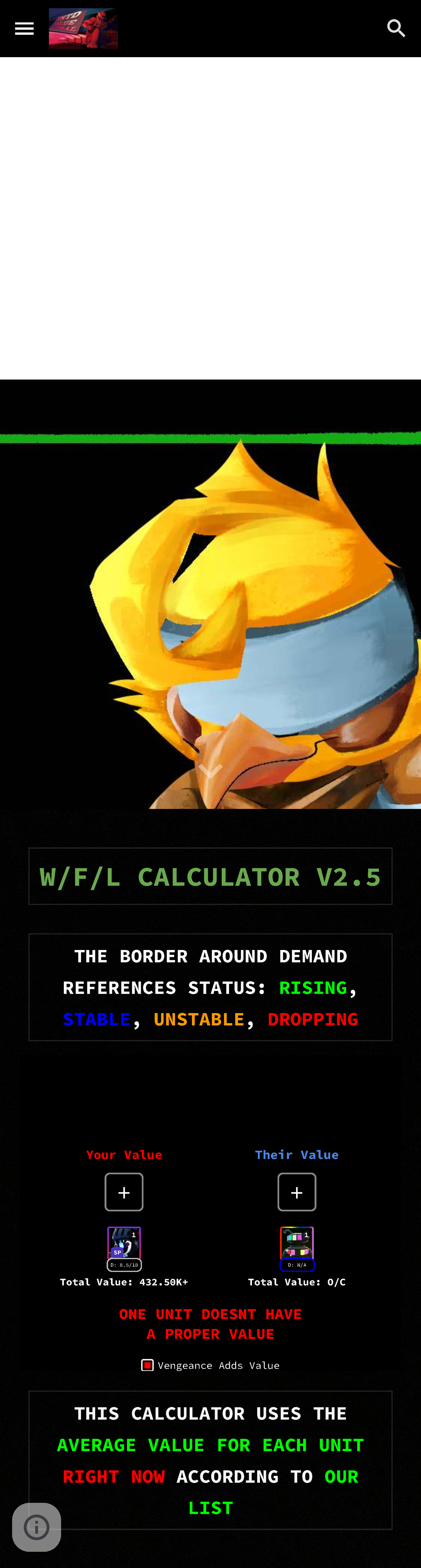 FNTD Value Central - Value WFL Calculator 24 - W/F/L CALCULATOR V2. THE ...
