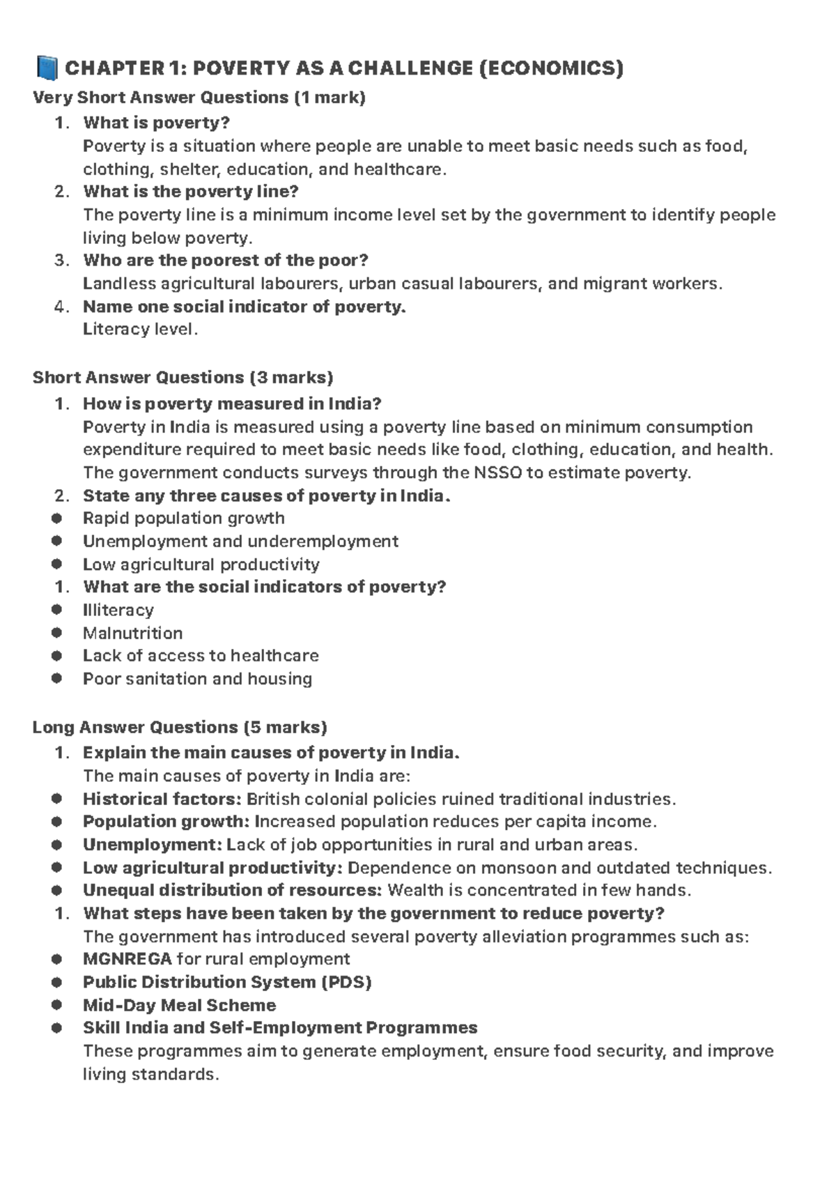 CHAPTER 1: POVERTY AS A CHALLENGE (ECONOMICS) - Q&A Guide - Studocu