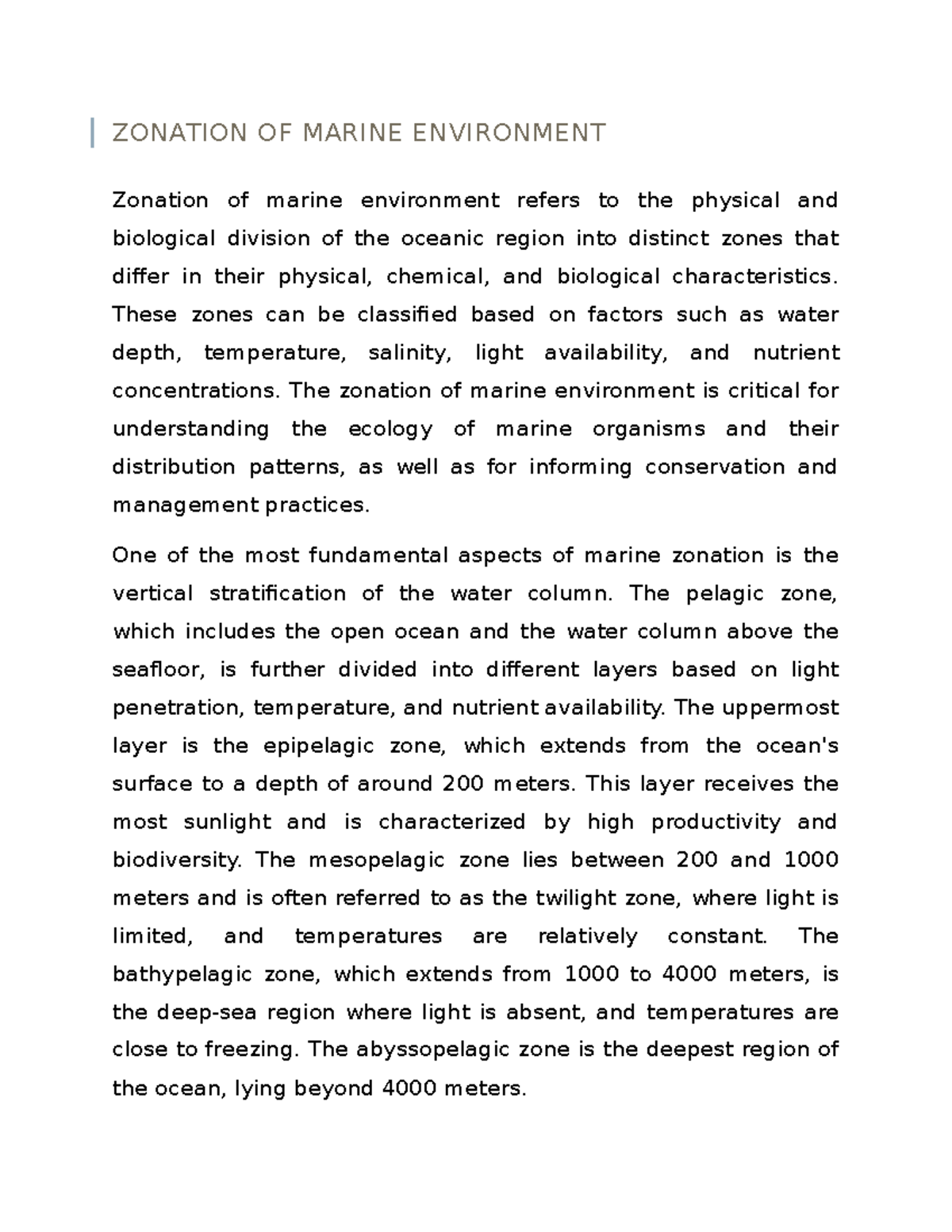 Zonation of Marine Environments: Key Factors & Ecological Insights ...