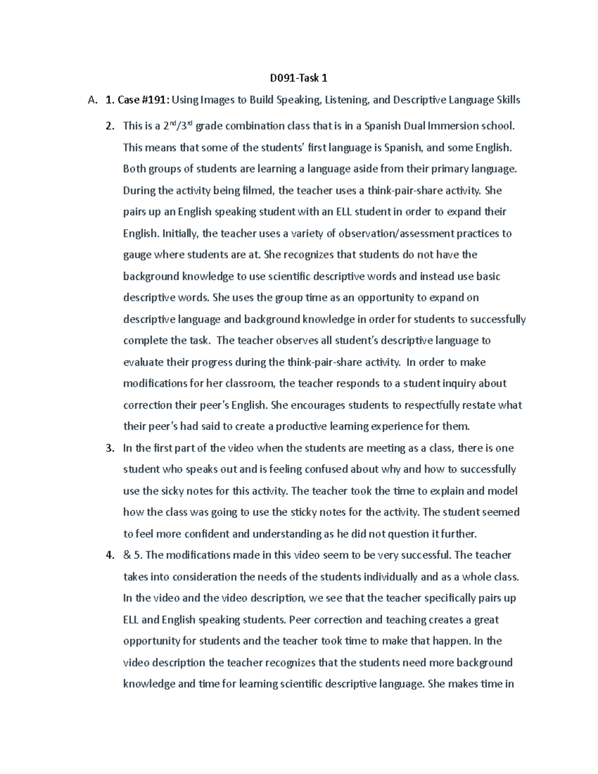 D091 Task 1 - This task was passed on the first try. It effectively answers all required parts ...