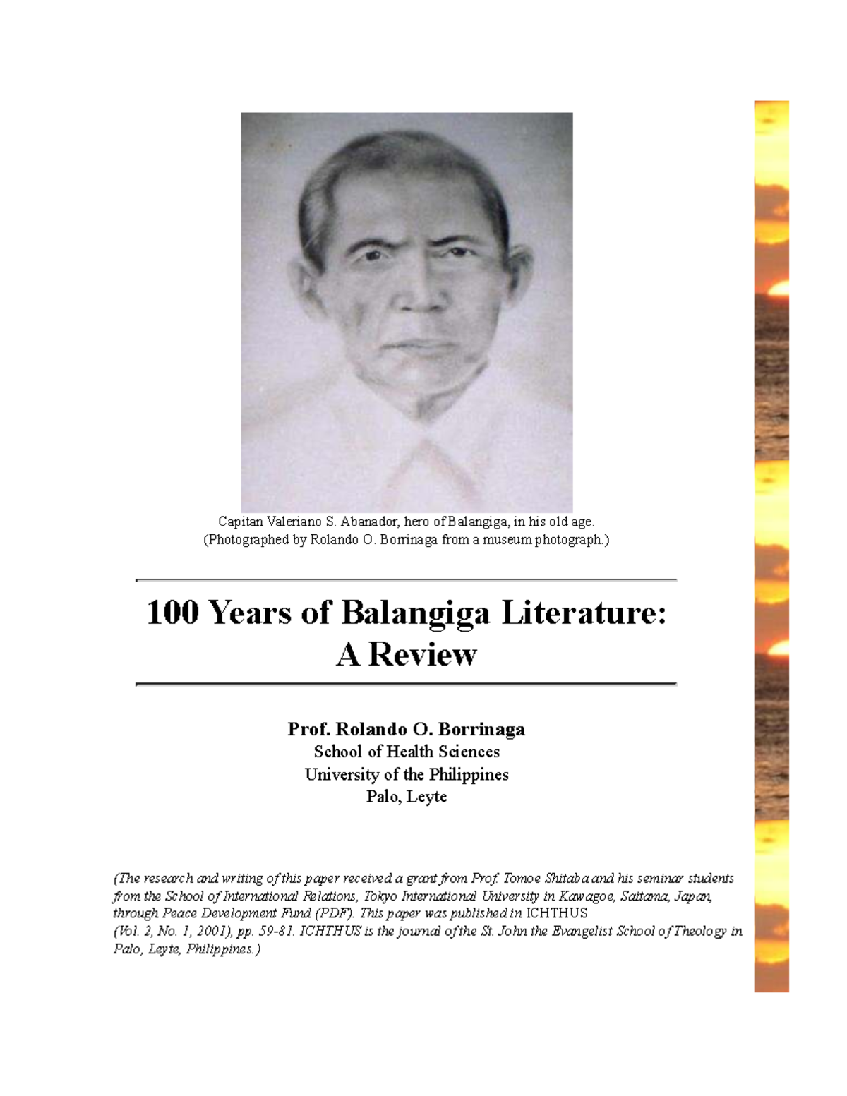 100 Years of Balangiga Literature: A Comprehensive Review - Studocu