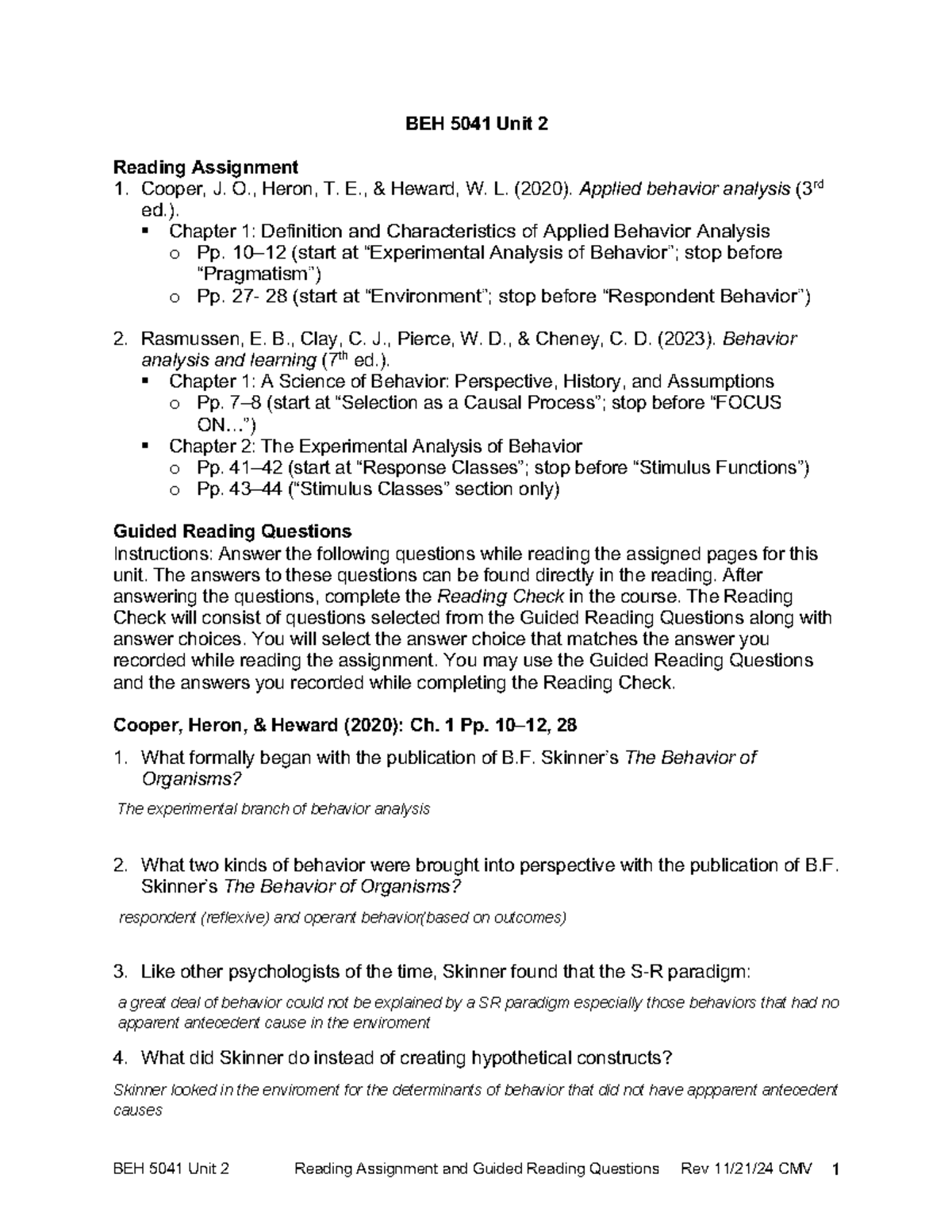 BEH 5041 Unit 2 Reading Assignment and Guided Reading Questions - BEH ...