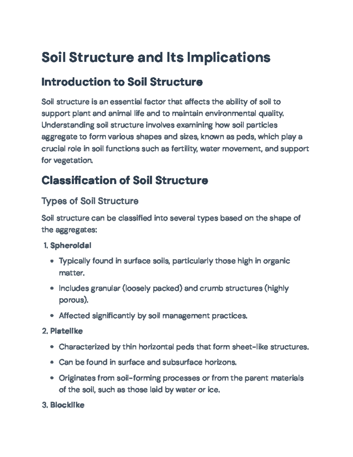 Soil Structure: Types, Implications, and Management Practices (ENV 101) - Soil Structure and Its ...