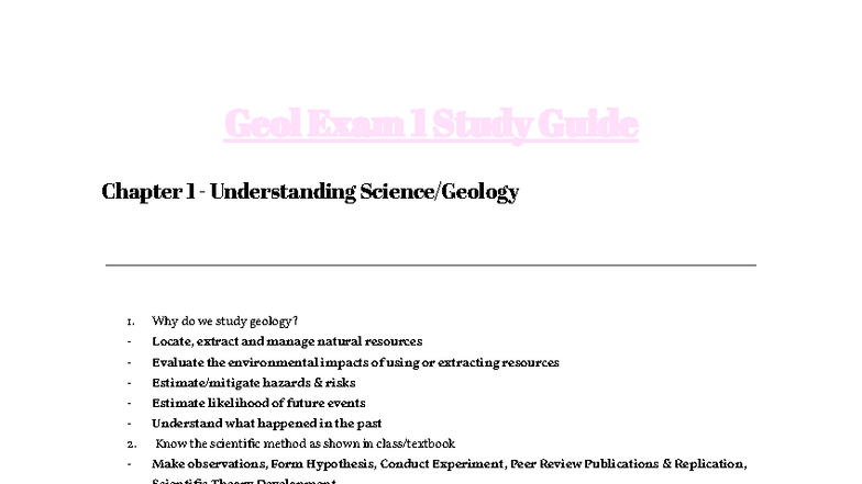 GEOL 1001 - Exam 1 Study Guide: Geologic Time & Plate Tectonics ...