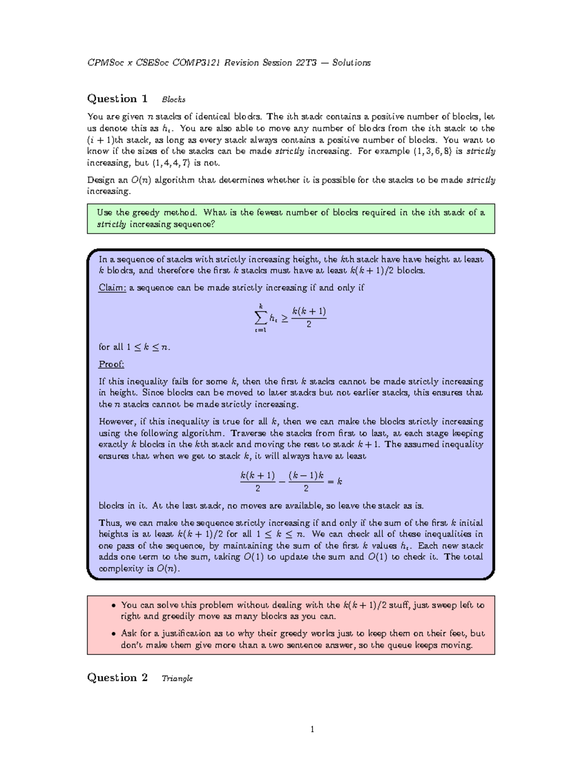 Publish COMP3121 Revision Session Solutions - Question 1 Blocks You are ...