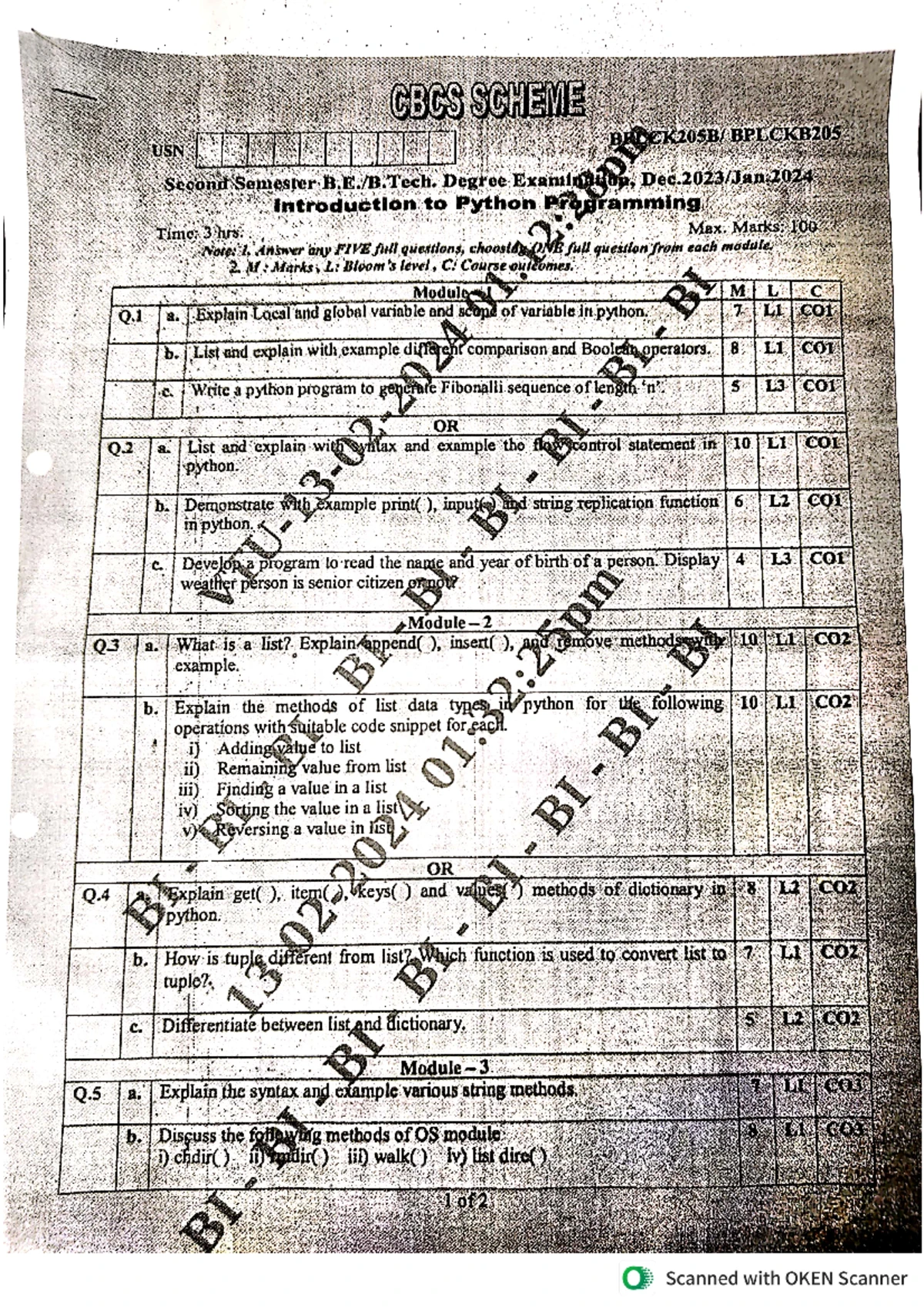 Python Previous Year and Model Question Papers - CBCS SCHEME USN Second ... Python Previous Year and Model Question Papers - CBCS SCHEME USN Second ...