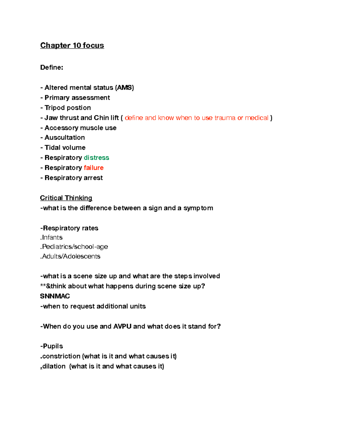 Advanced EMS Concepts: Chapters 10-13 Overview & Critical Thinking - Studocu