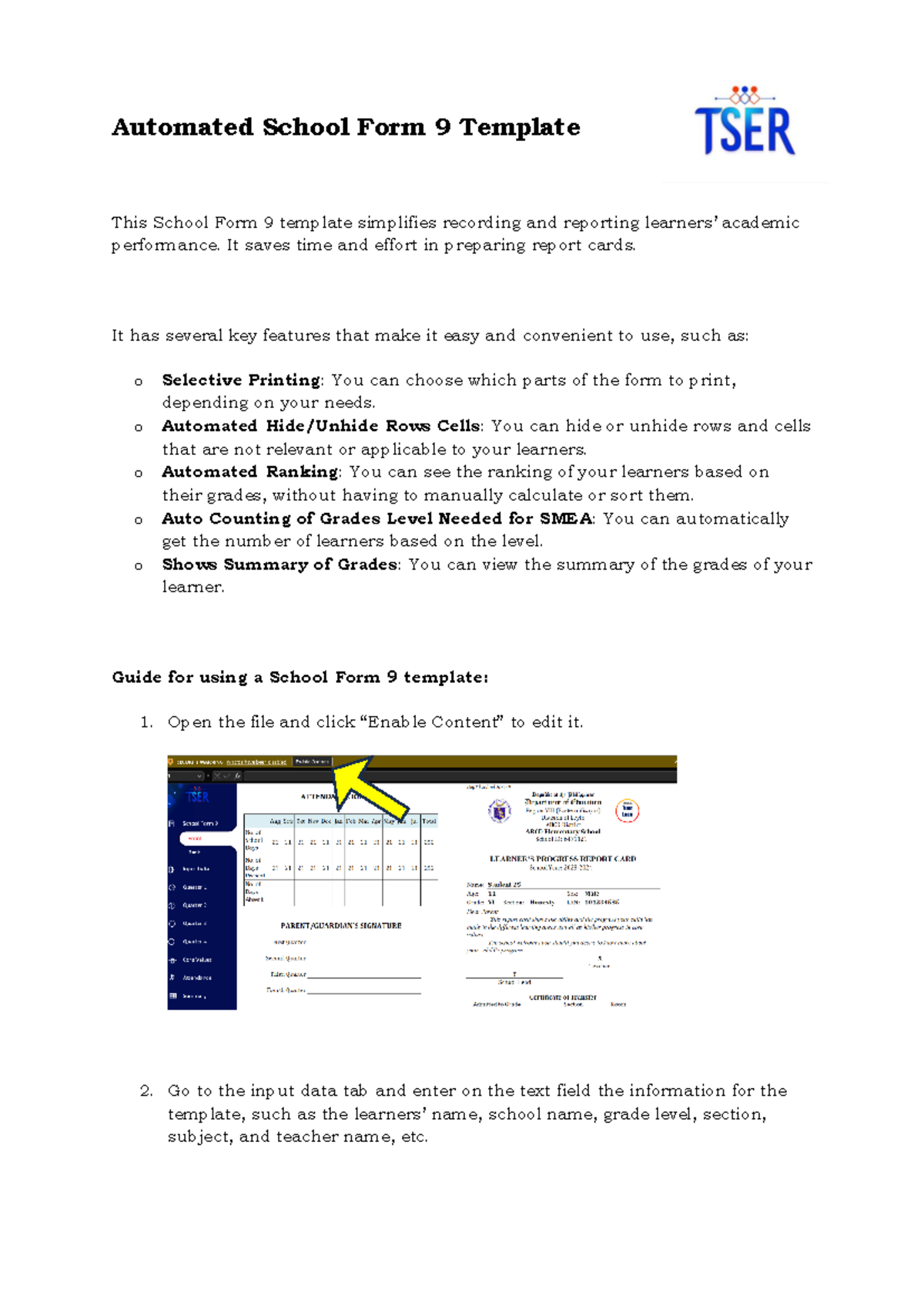 SF9-Template-Guide: Simplified Academic Performance Reporting - Studocu