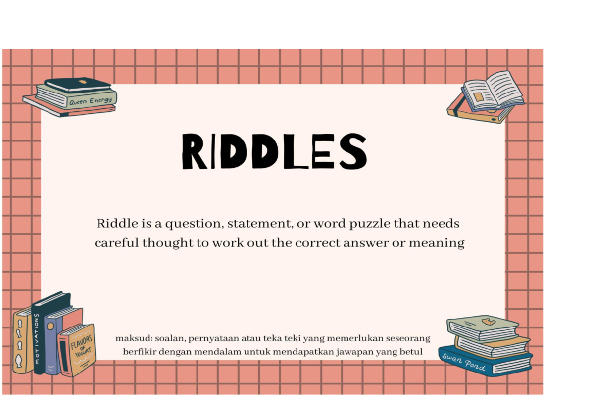 Riddles - English - R I G H T T O W E L E G G P I L L O W N - Studocu