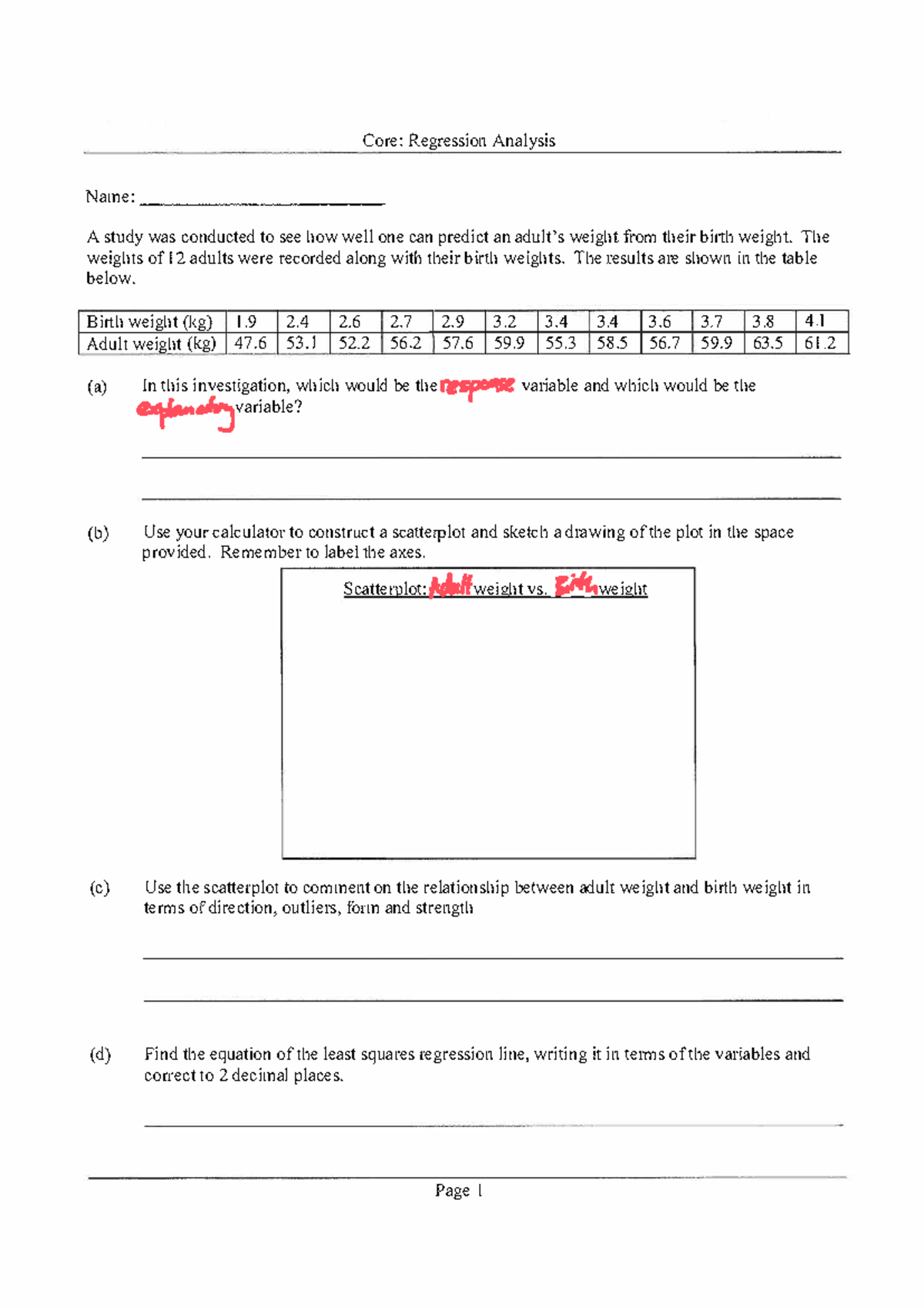 Core: Regression Analysis SAC Practice on Birth Weight Prediction - Studocu