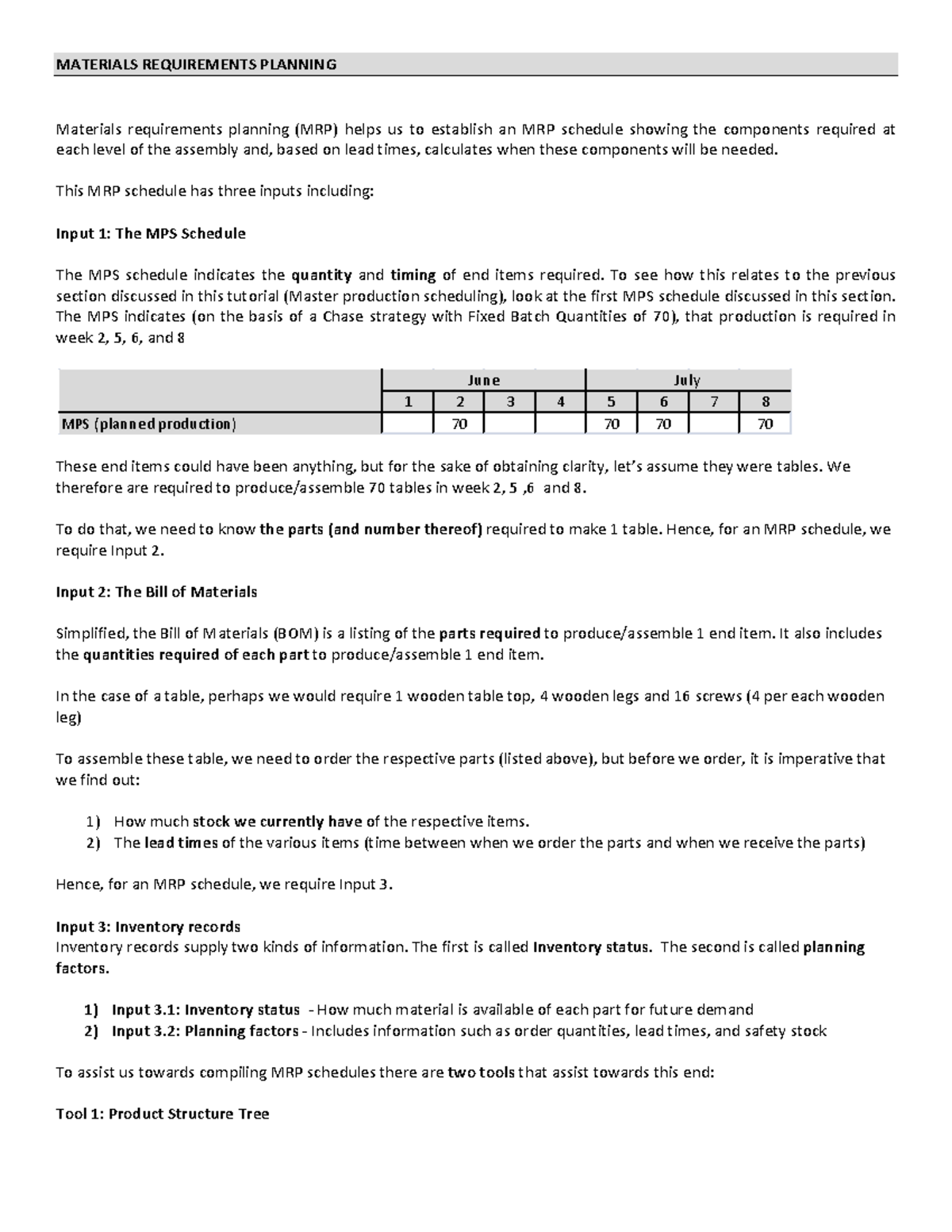 MNO3701-Materials Requirements Planning MRP Examples Explained - Studocu
