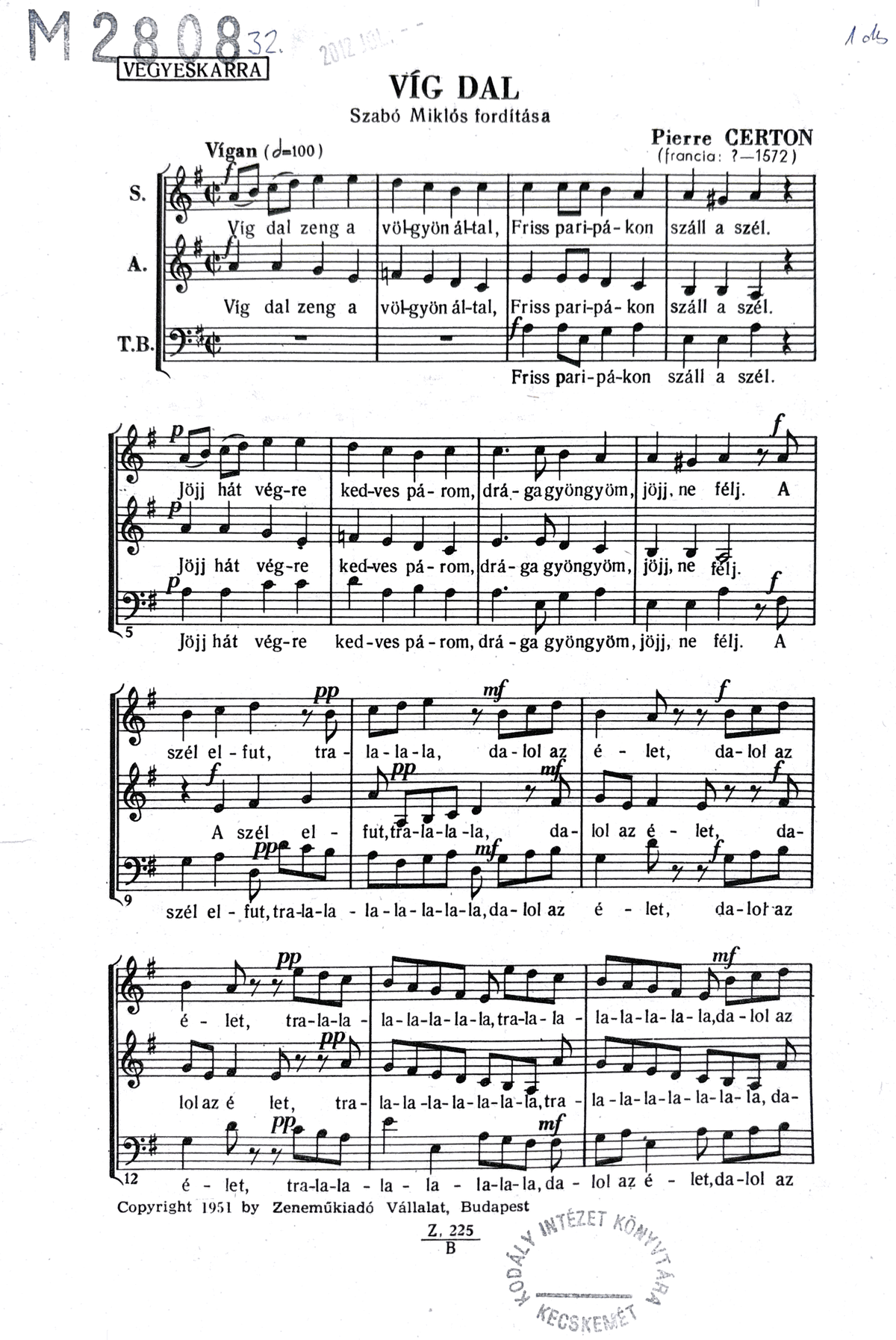 280832. Pierre Certon - Víg Dal (SATB) Analysis and Notes - Studocu