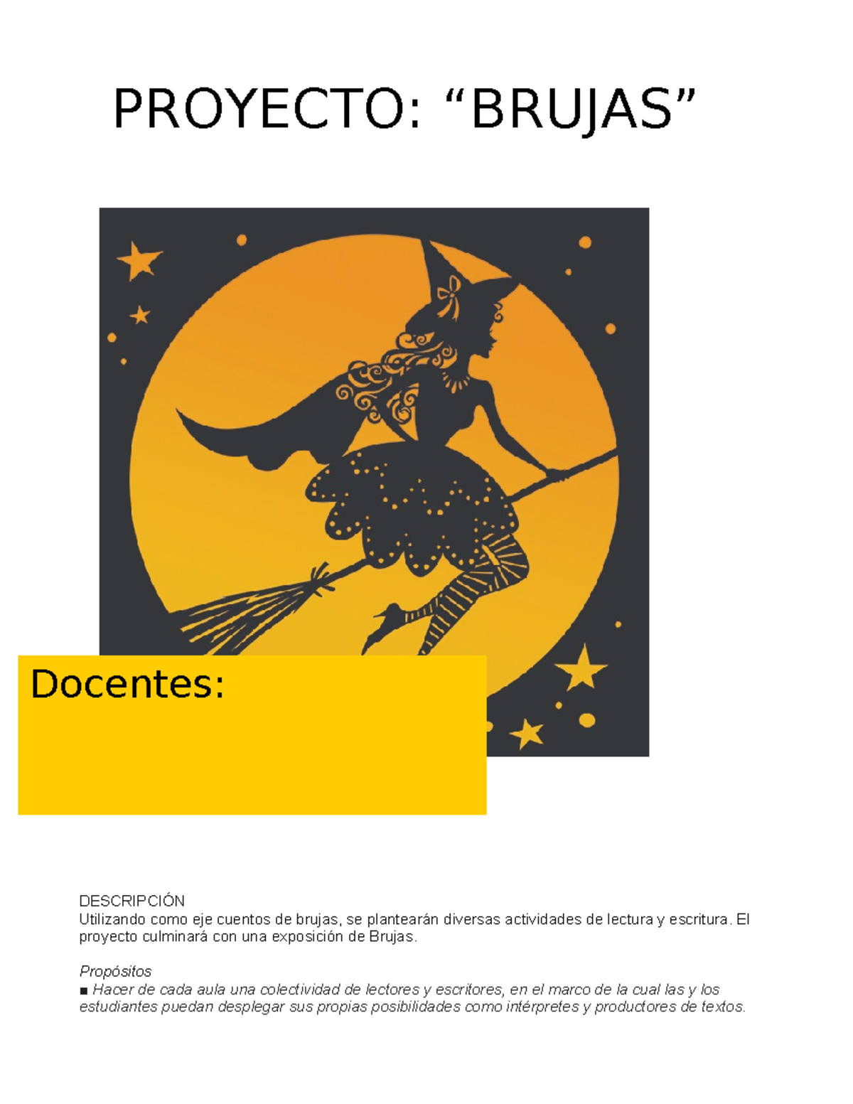 Proyecto Educativo: Actividades de Lectura y Escritura sobre Brujas ...