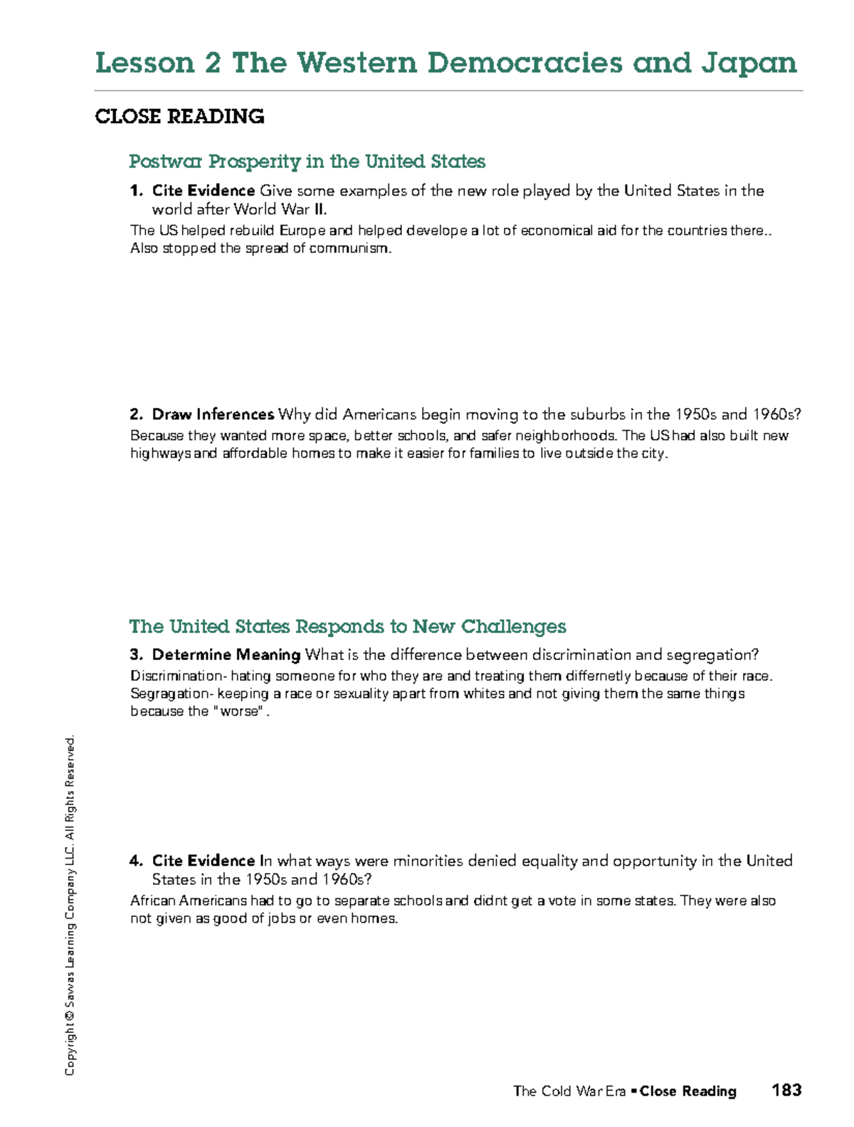 Lesson 2: The Western Democracies & Japan - Postwar US Prosperity ...