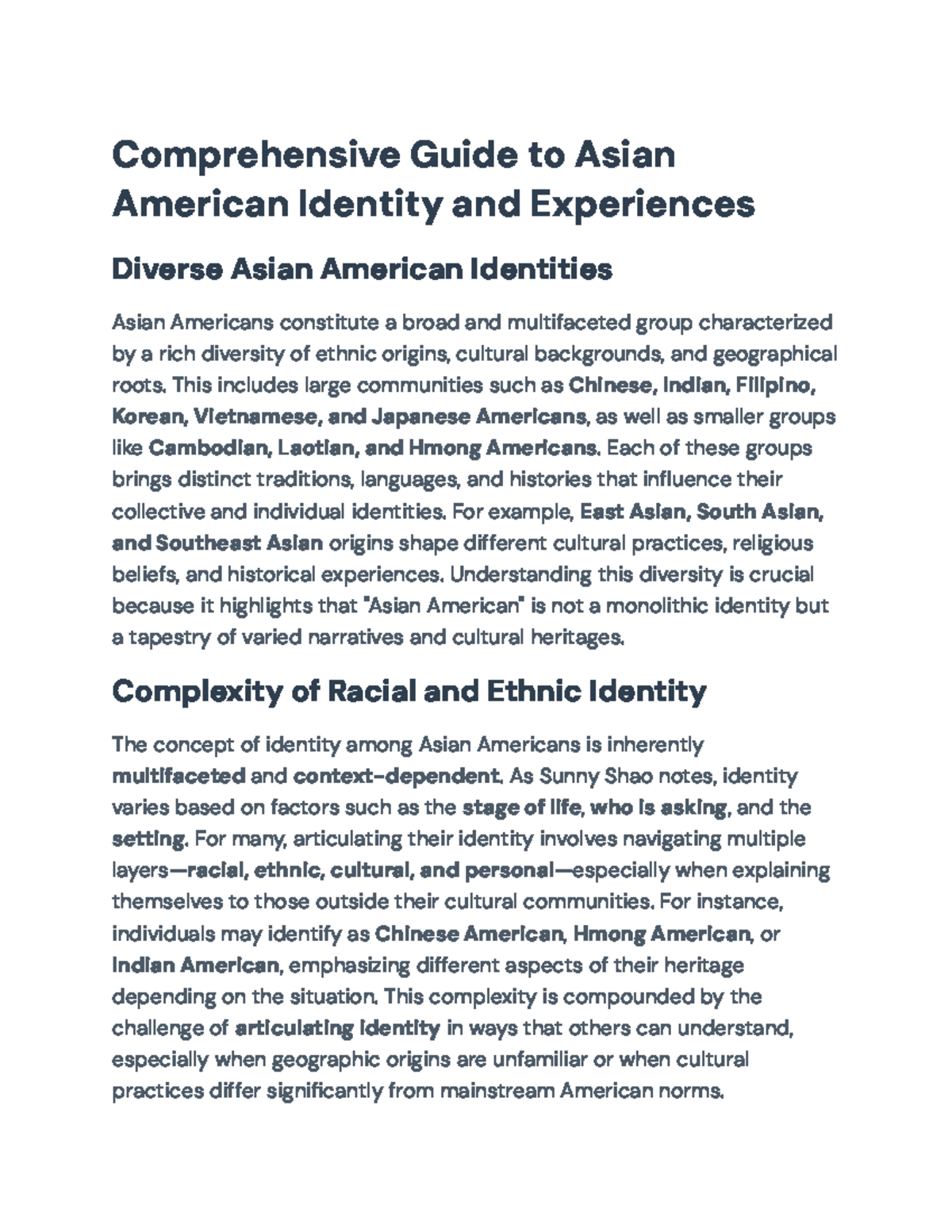 Comprehensive Overview of Asian American Identity & Experiences - Studocu