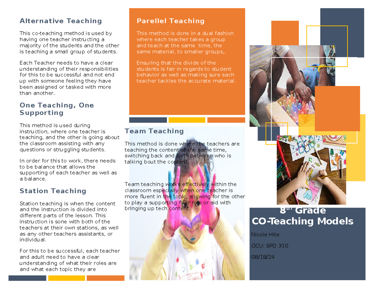 Co-teaching pamplet - Pamphlet - Alternative Teaching This co-teaching ...