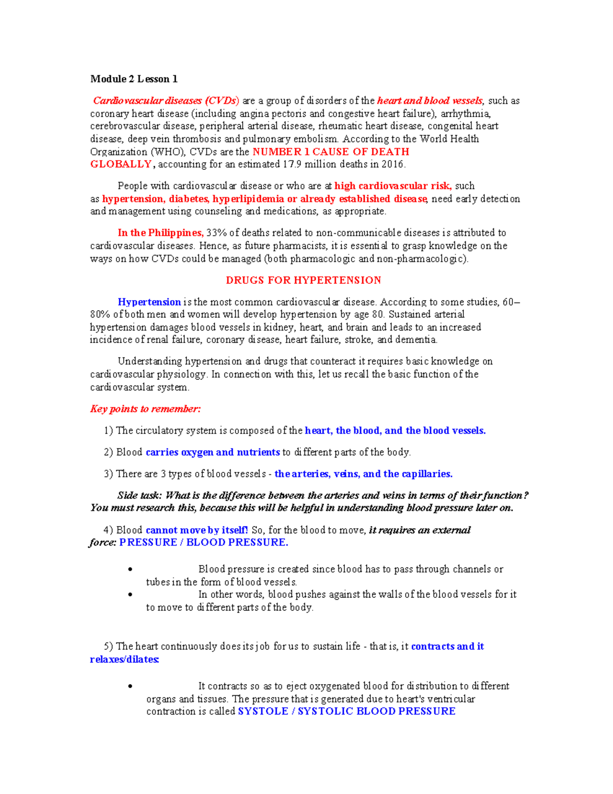 Module 2 Lesson 1 PCOL LEC - Module 2 Lesson 1 Cardiovascular diseases ...