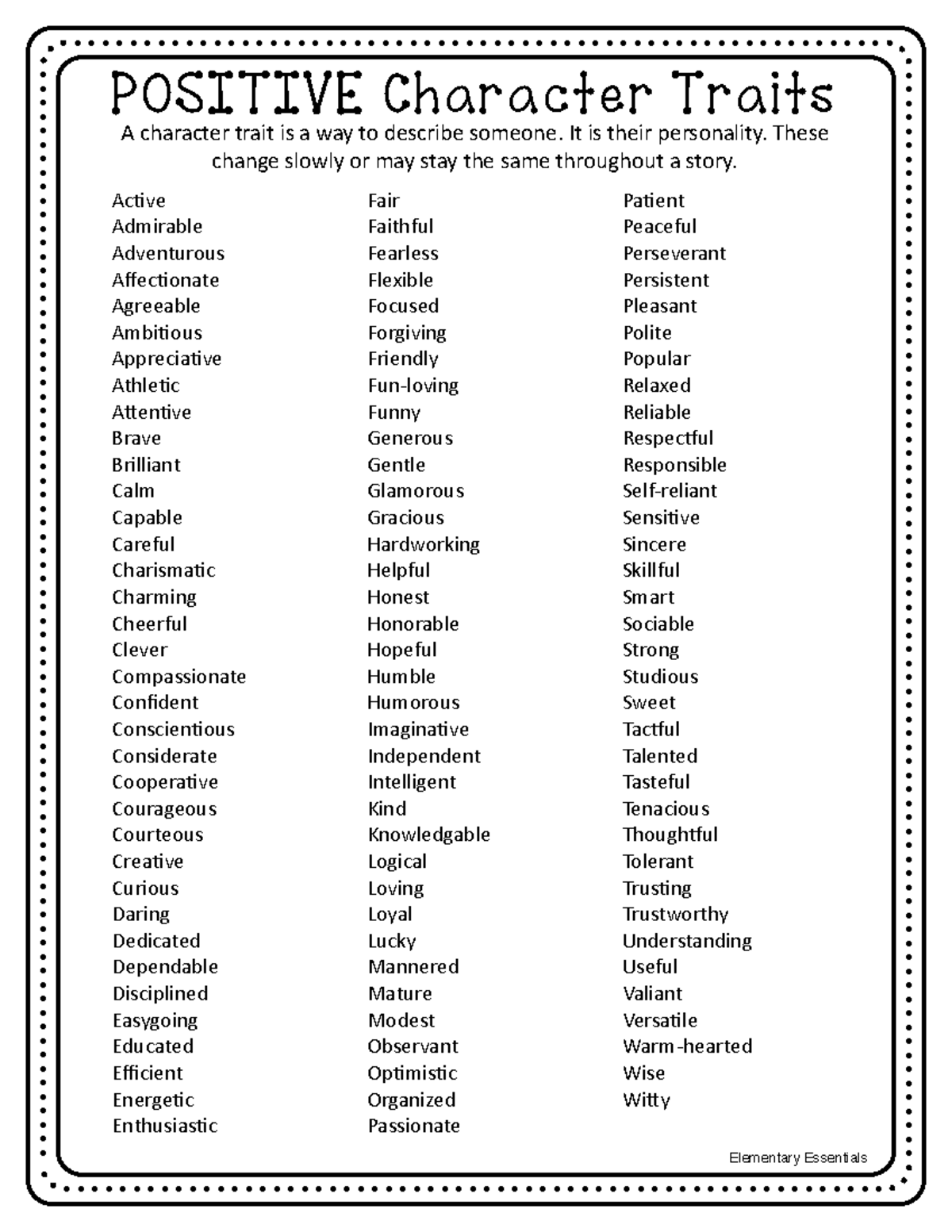 Character Traits Overview - Key Positive, Negative, & Neutral Traits ...