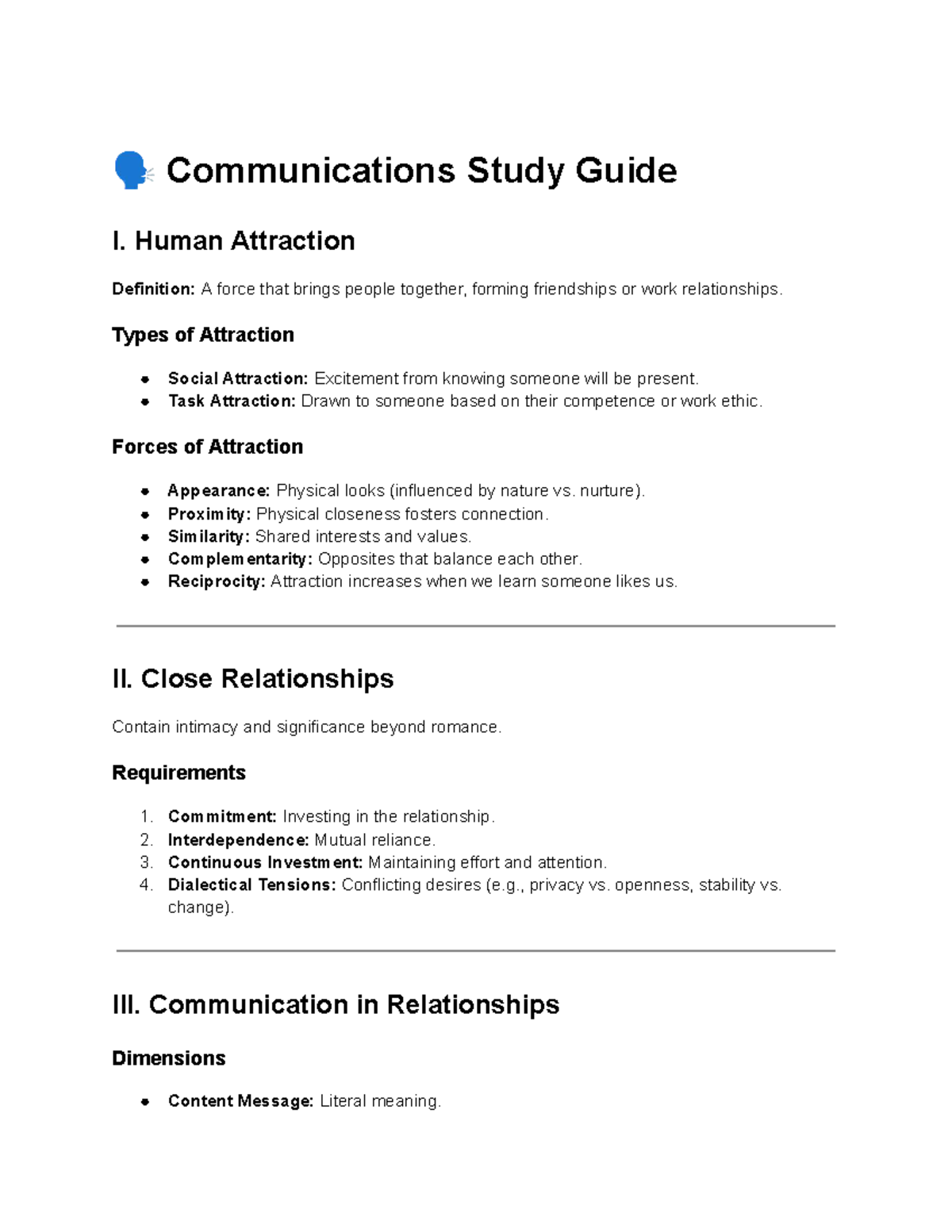 Communications Midterm Study Guide: Exploring Relationships ...