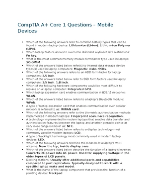 CompTIA A+ Core 1 Networking Study Questions and Key Concepts - Studocu