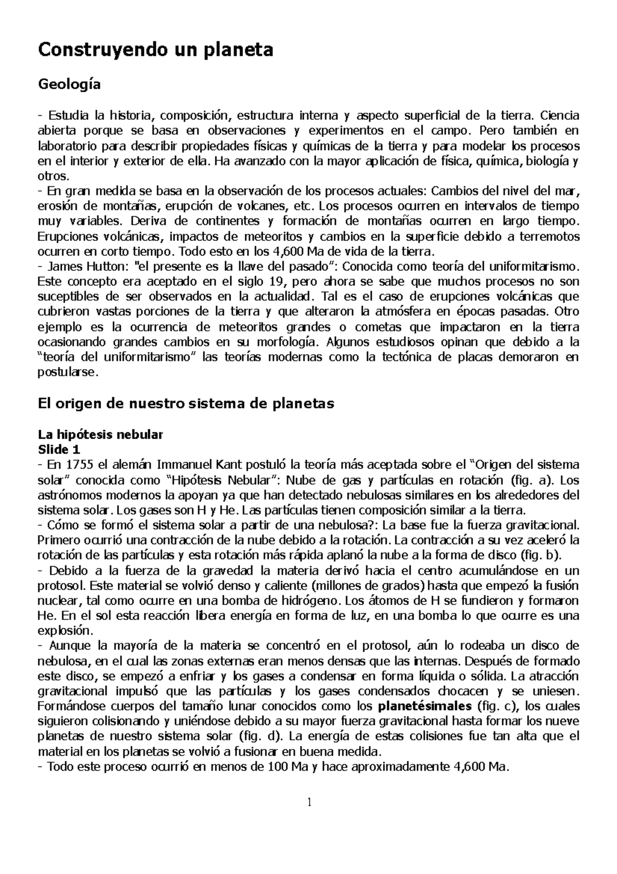 Resumen- Geología - Construyendo un planeta Geología Estudia la ...