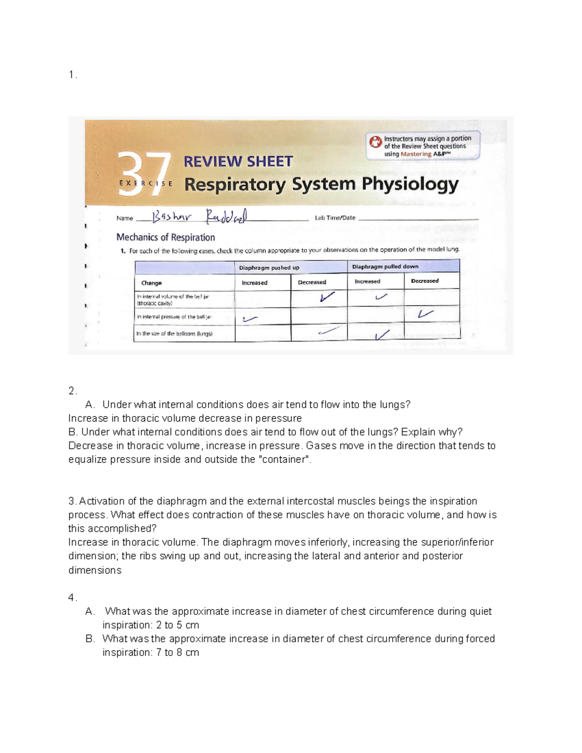 RS37 - Respiratory Mechanics and Physiological Responses Notes - Studocu