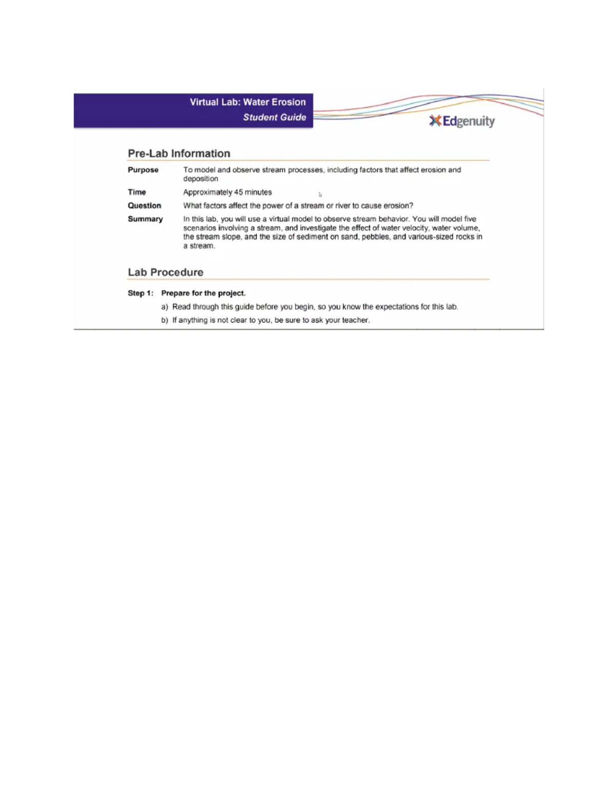Virtual Lab: Water Erosion & Stream Processes Guide - Studocu