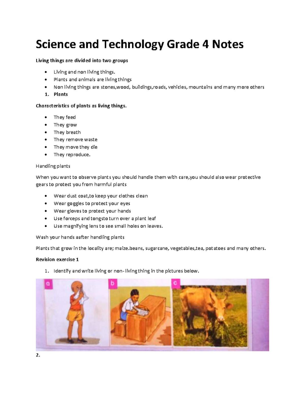 Science & Technology Grade 4: Living & Non-Living Things Notes - Studocu