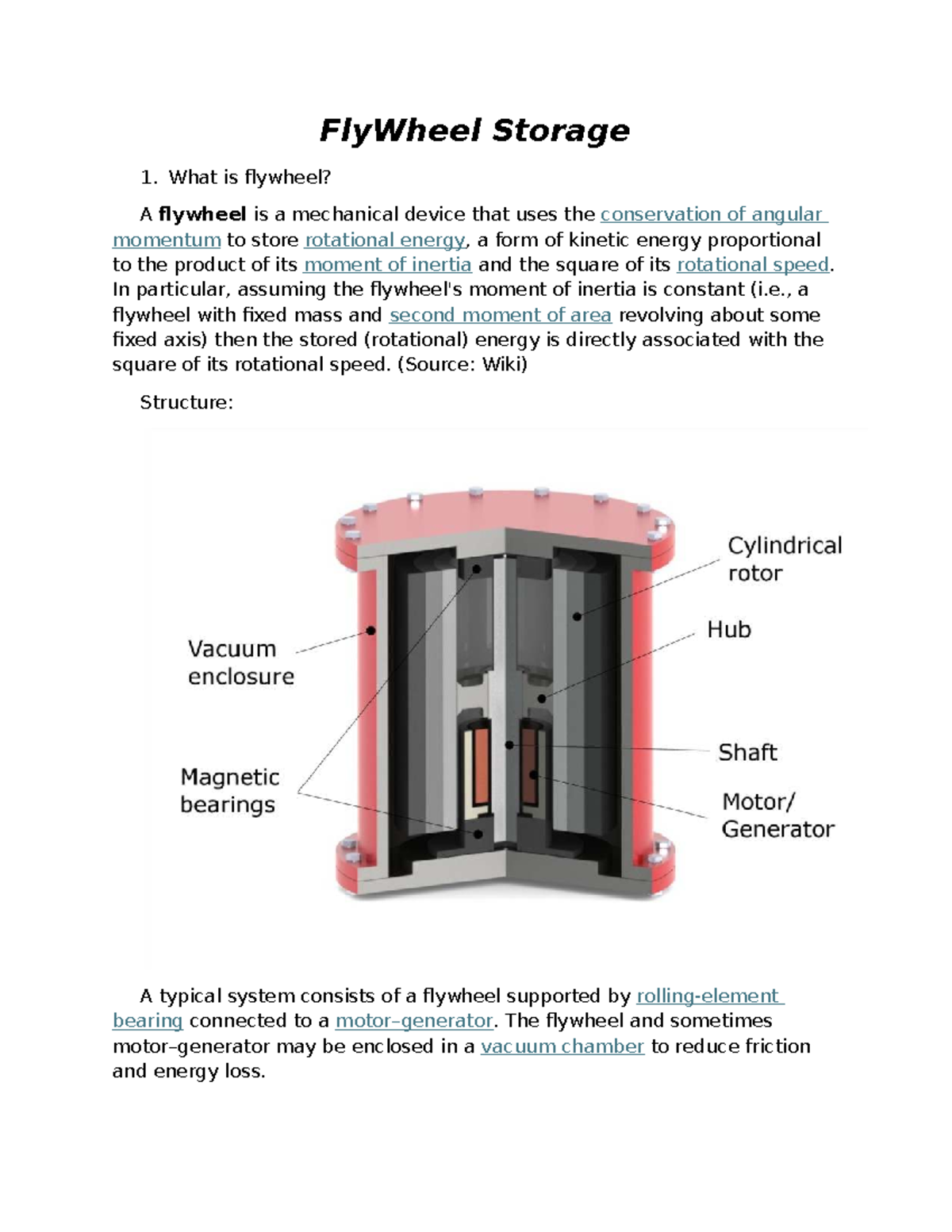Fly Wheel Storage: Understanding Energy Storage with Flywheels - Studocu