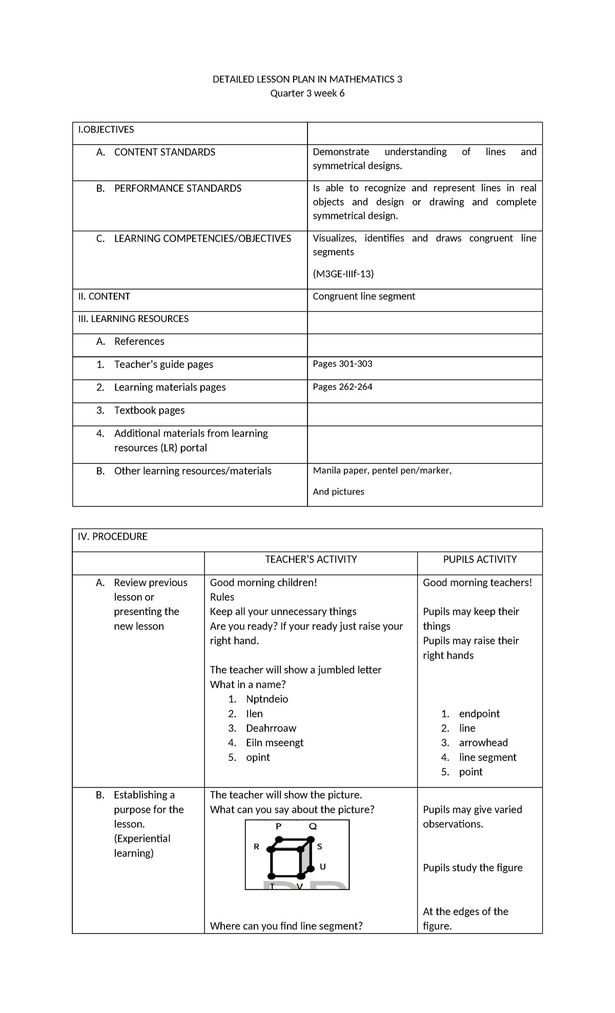 Detailed Lesson PLAN IN Mathematics 3 - DETAILED LESSON PLAN IN ...