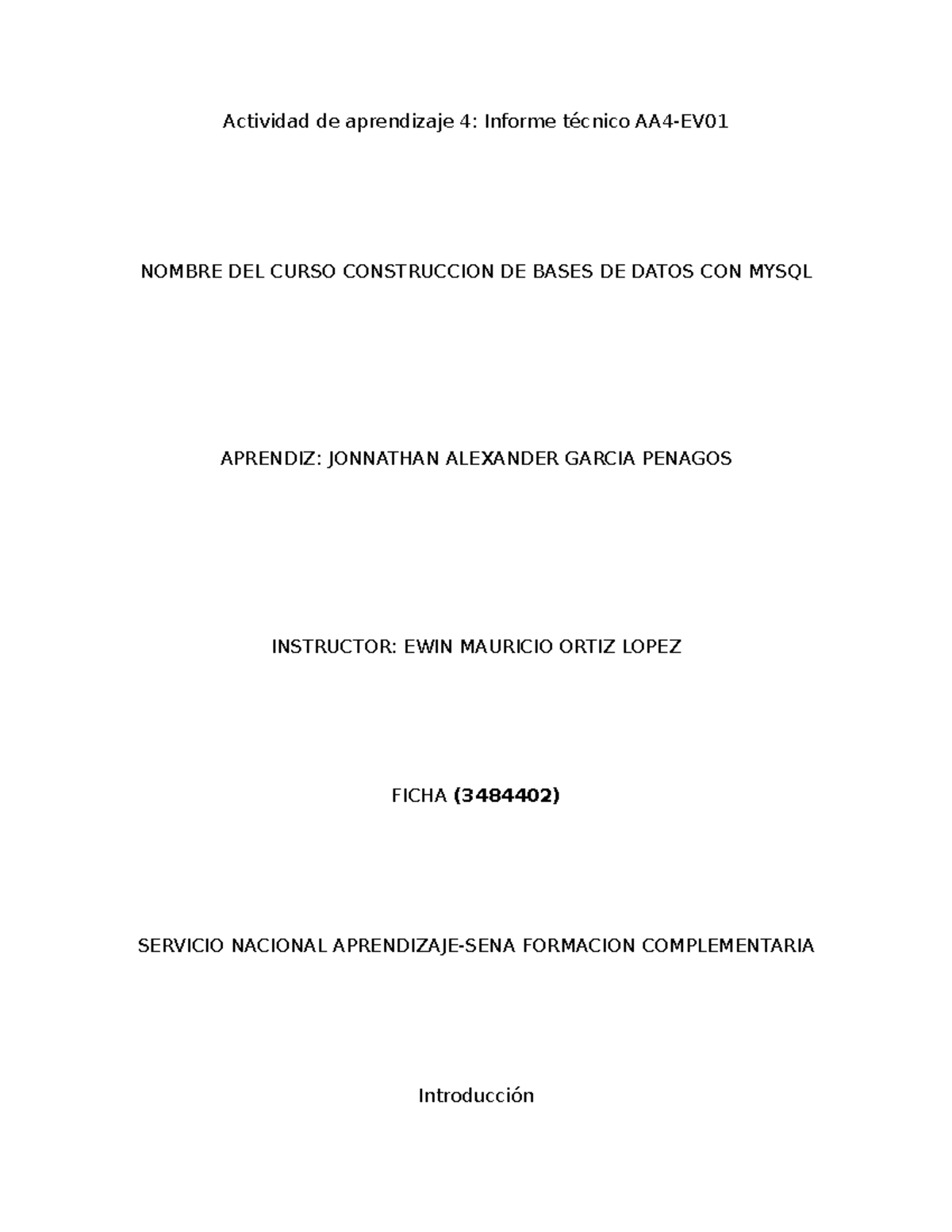 Actividad de Aprendizaje 4: Informe Técnico sobre Validación de Datos ...
