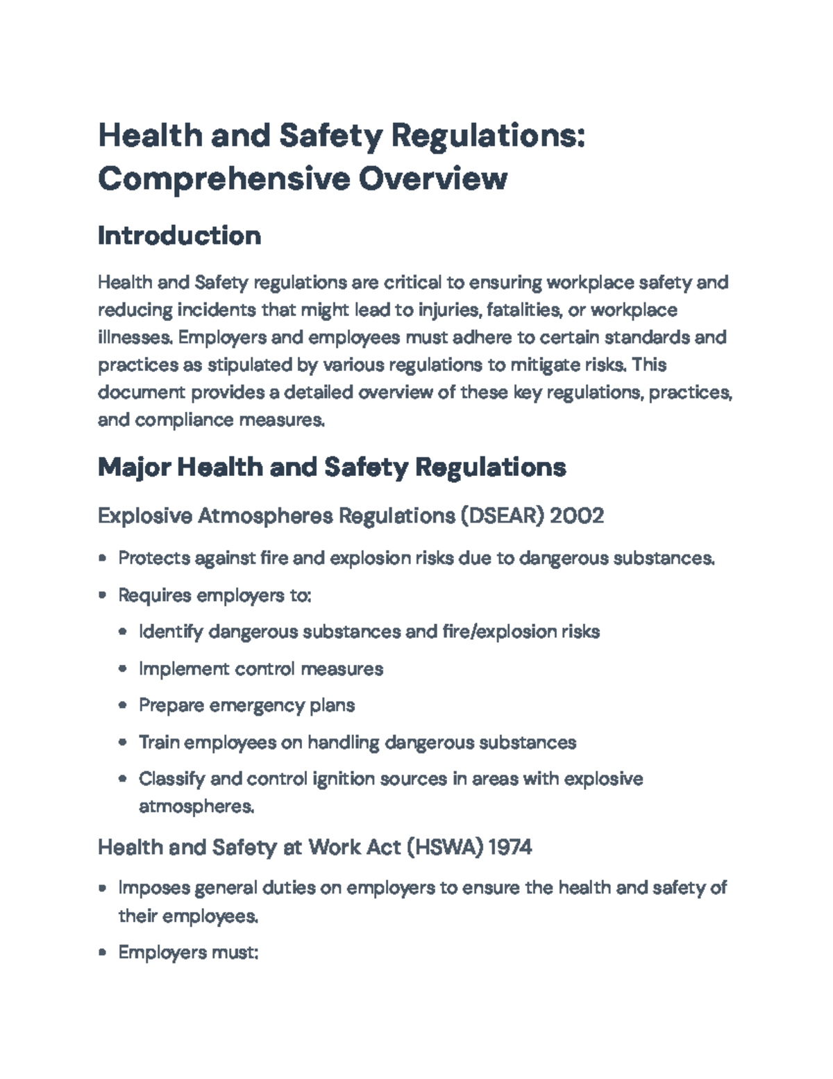 Health and Safety Regulations Overview: Key Compliance Measures ...