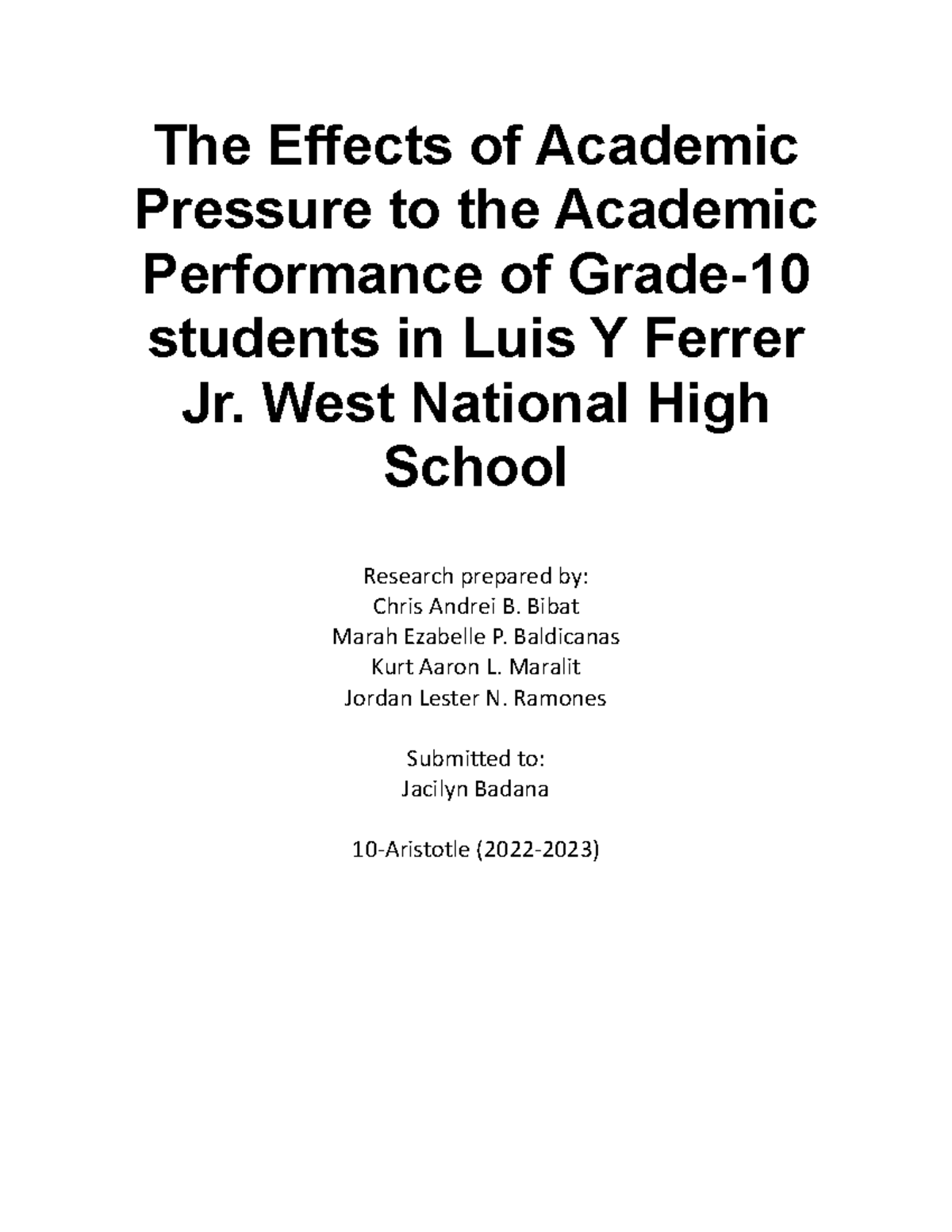 The Impact of Academic Pressure on 10th Graders' Academic Performance ...