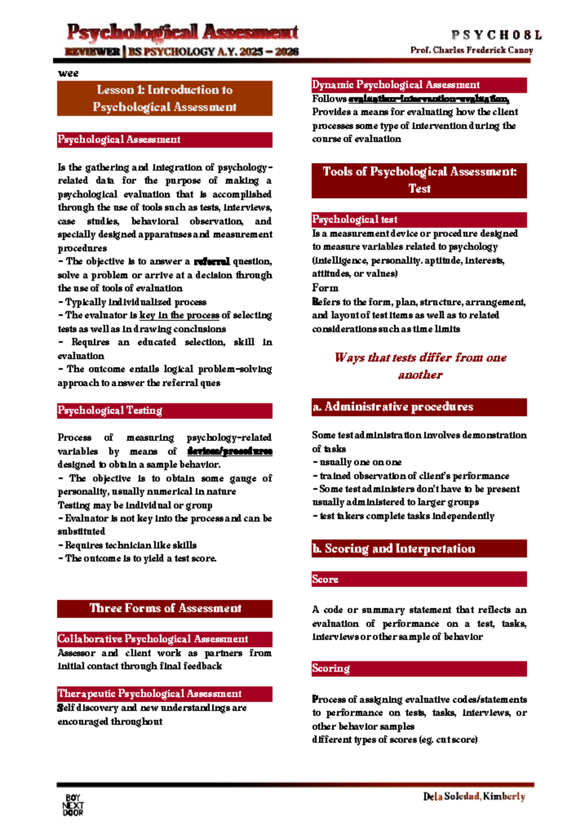 PSY 101 Lesson 1: Intro to Psychological Assessment Techniques - Studocu