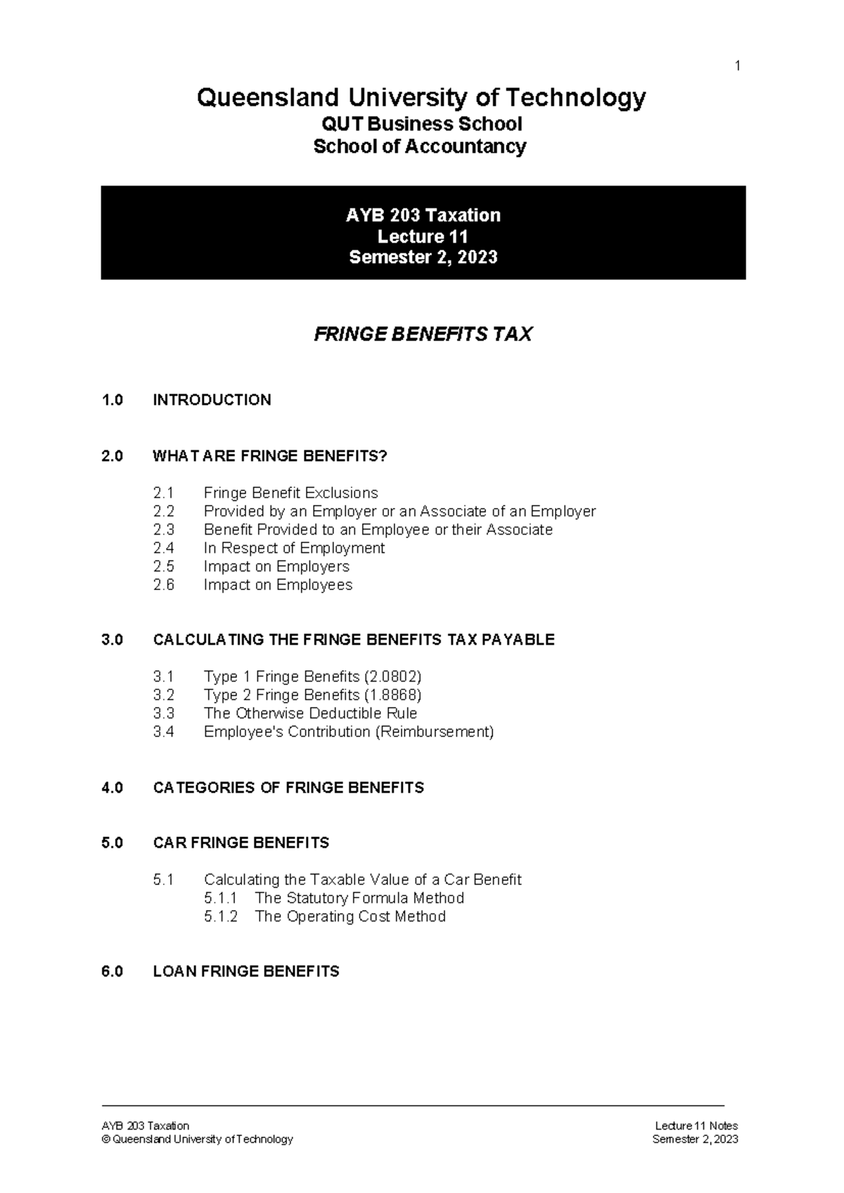 Lecture 11-1 - Queensland University of Technology QUT Business School ...