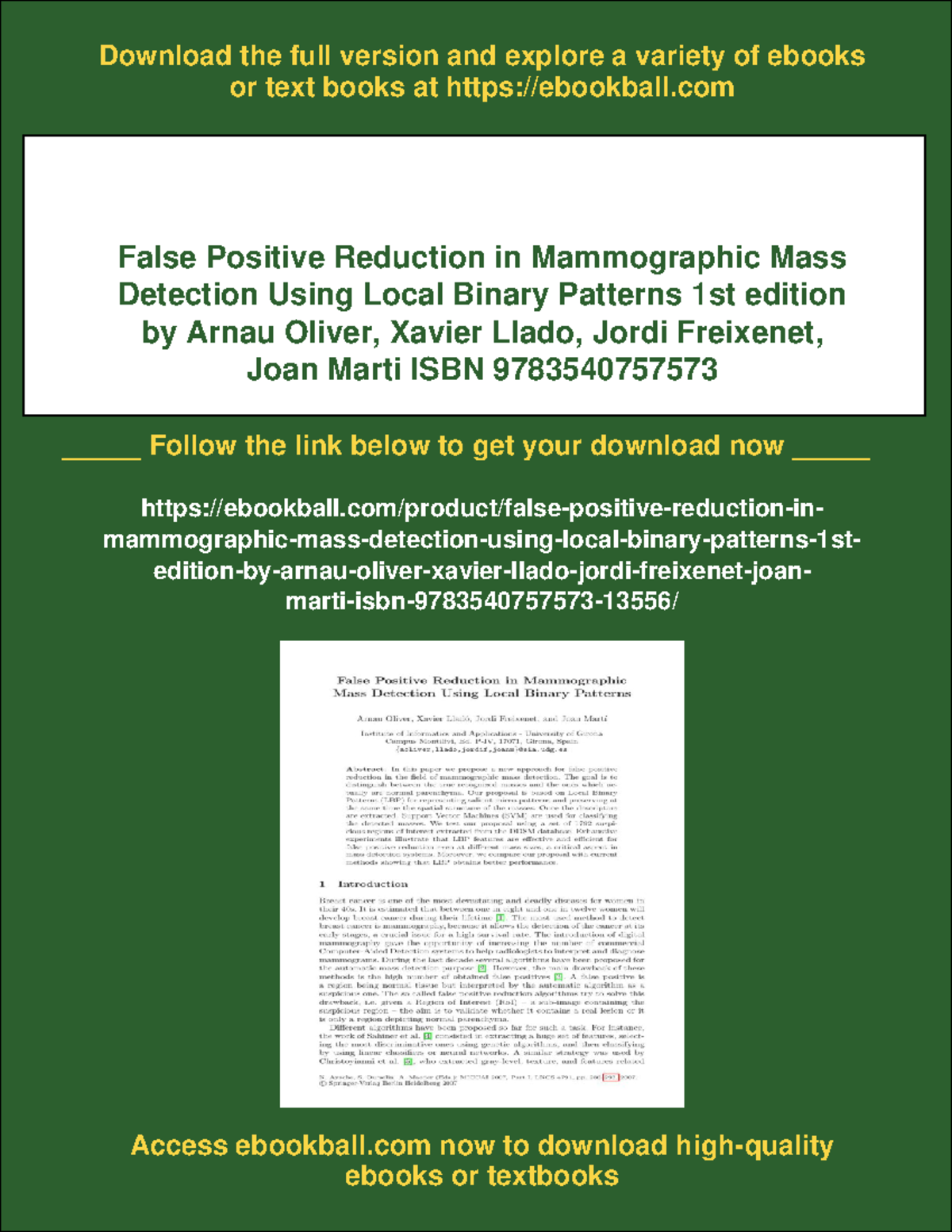 1820 - False positive reduction in mammographic mass detection using ...