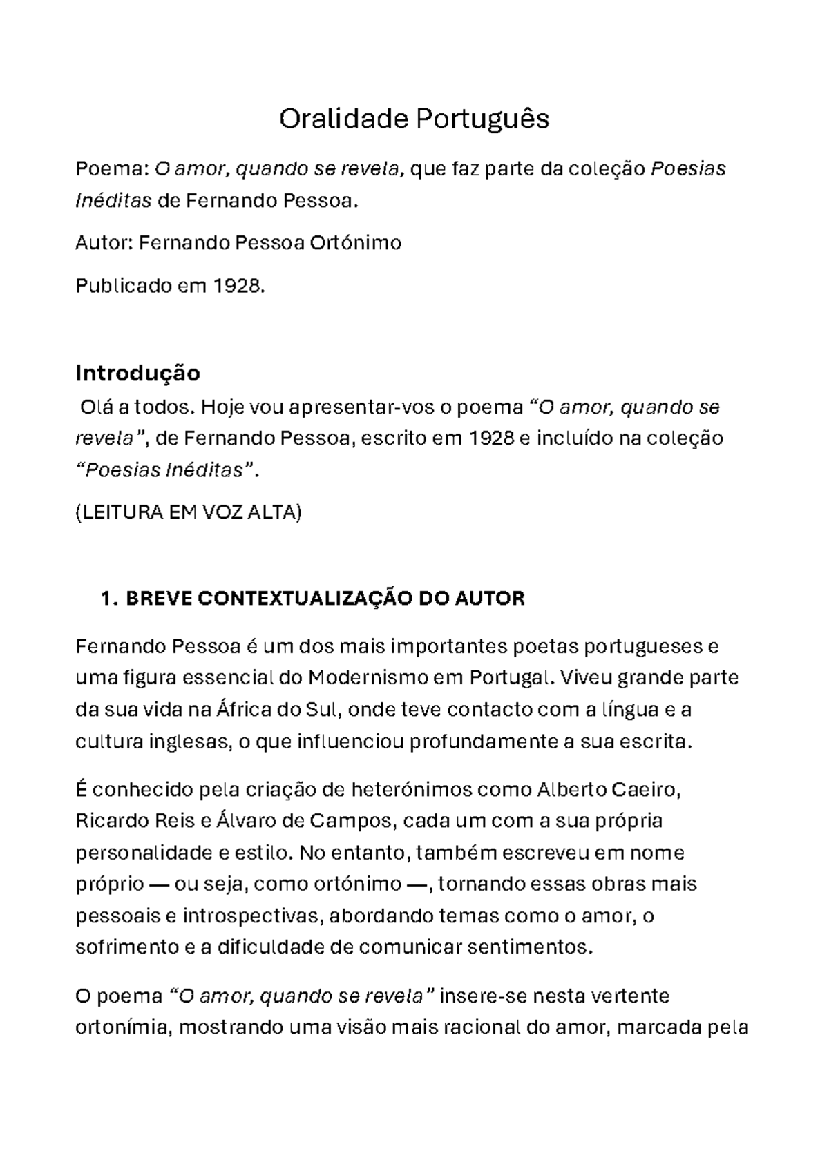 Análise do Poema "O Amor, Quando se Revela" - Fernando Pessoa (LEITURA ...