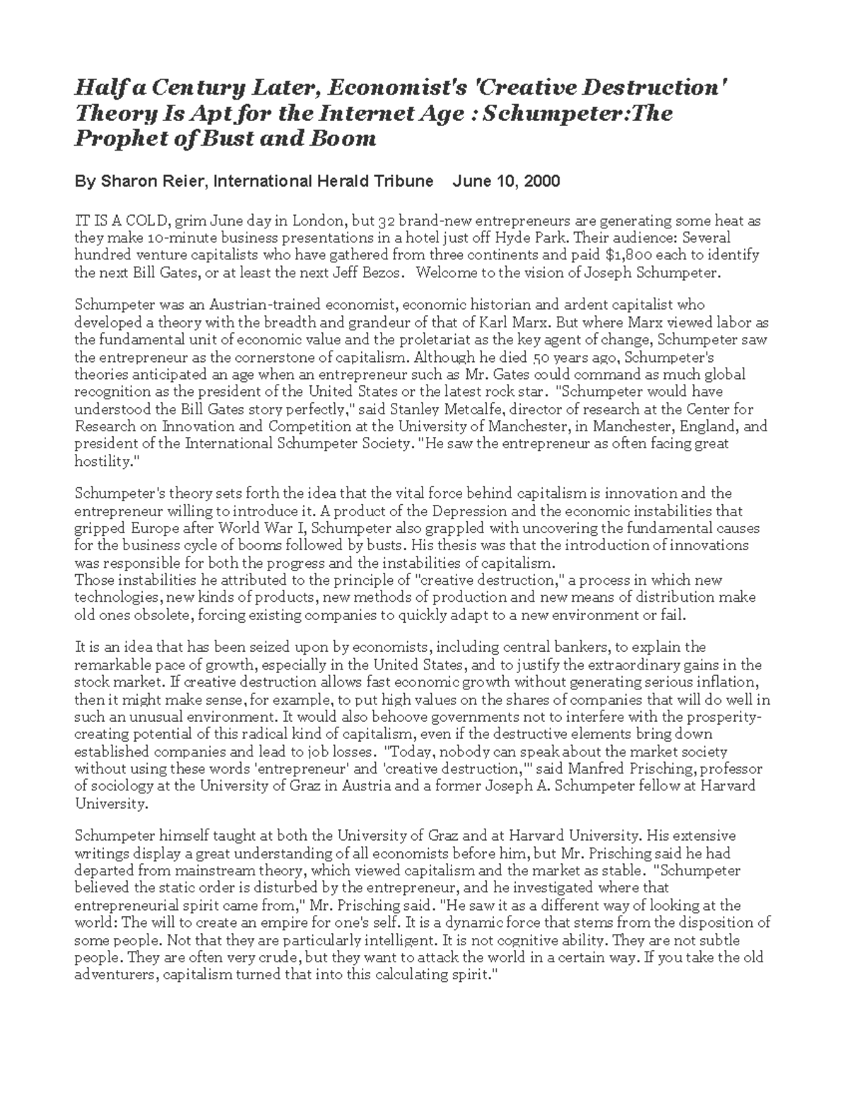 Half a Century of Schumpeter: The Relevance of 'Creative Destruction ...