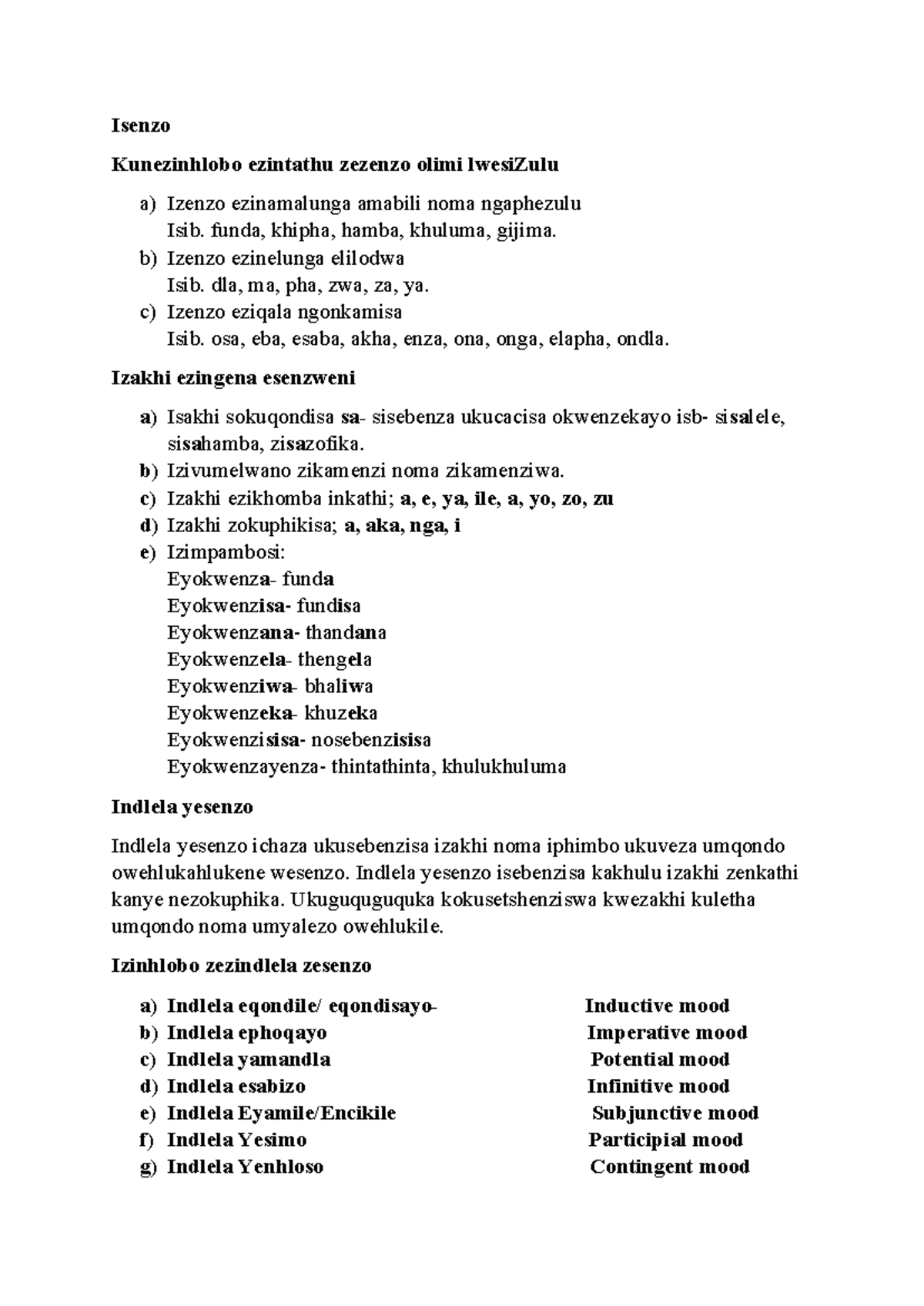 Izenzo Zolimi LwesiZulu - ZULM 102 - Studocu