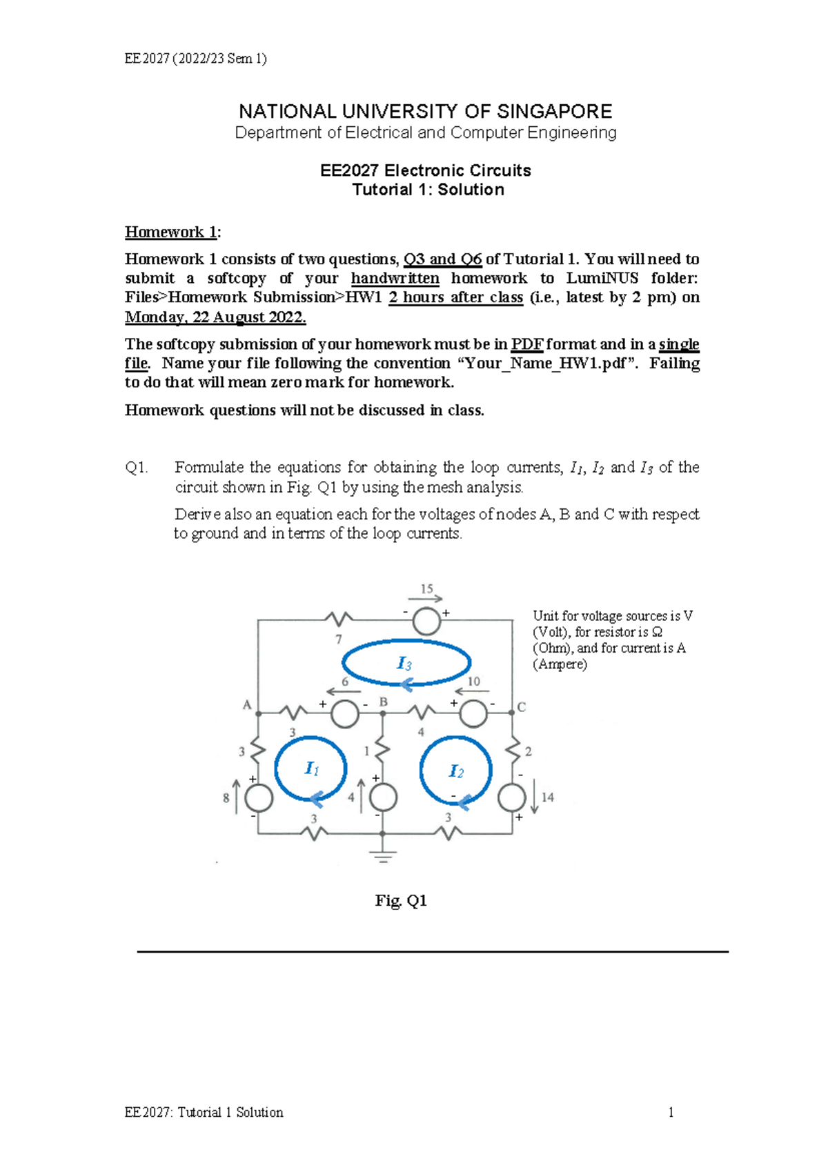 EE2027 Tutorial 1 Solution Review and PN Junction AY2223S1 - NATIONAL ...