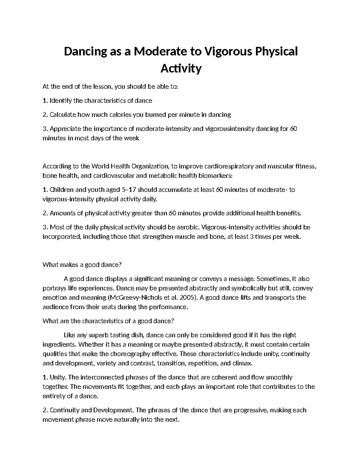 Dancing as Moderate to Vigorous Physical Activity: Key Insights and ...