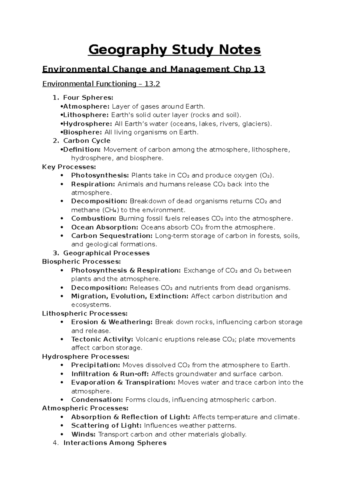 Geography Study Notes: Environmental Change & Management (Ch 13-14 ...