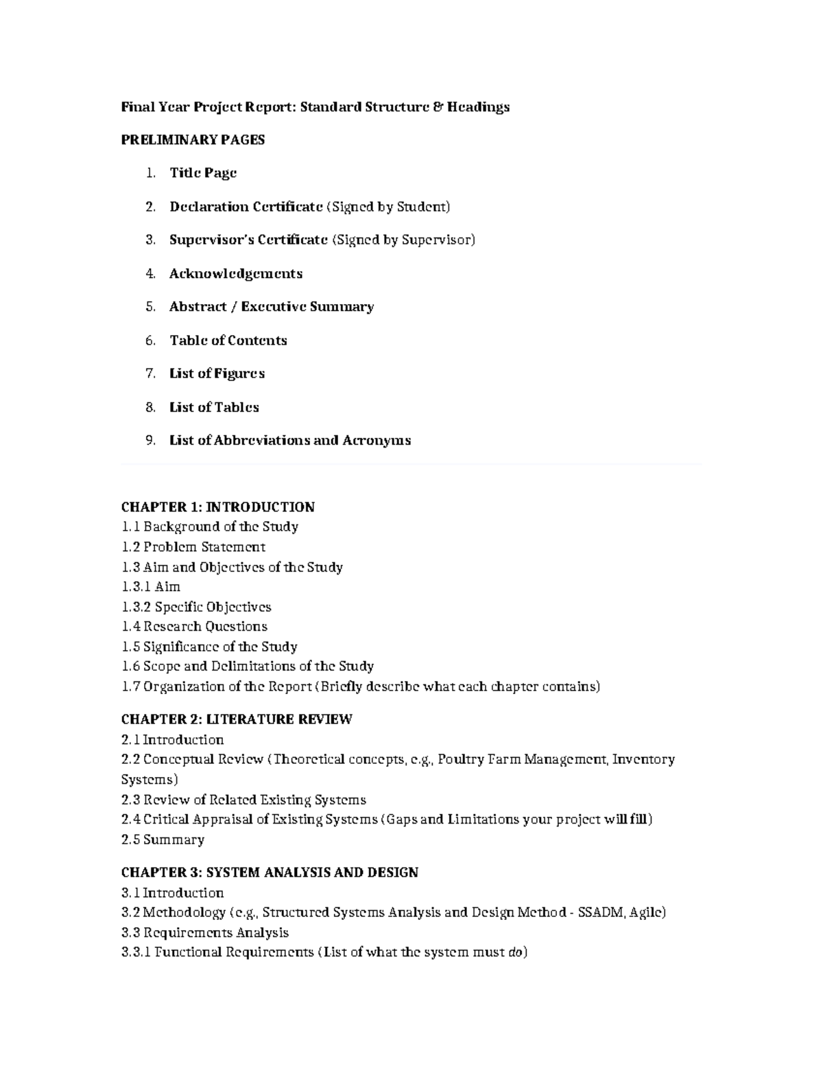 Final Year Project Report Structure: Comprehensive Guide - Studocu