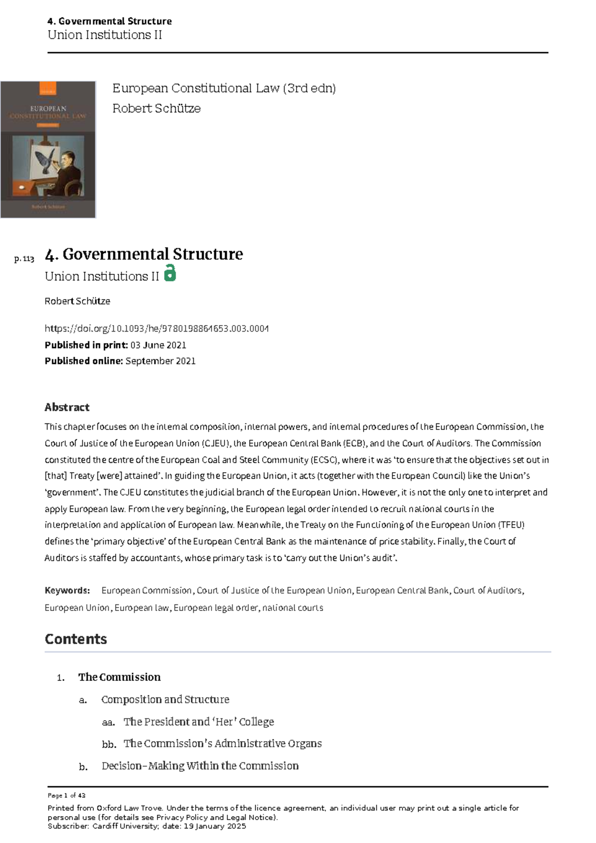 Chapter 4: Governmental Structure of Union Institutions II - European ...