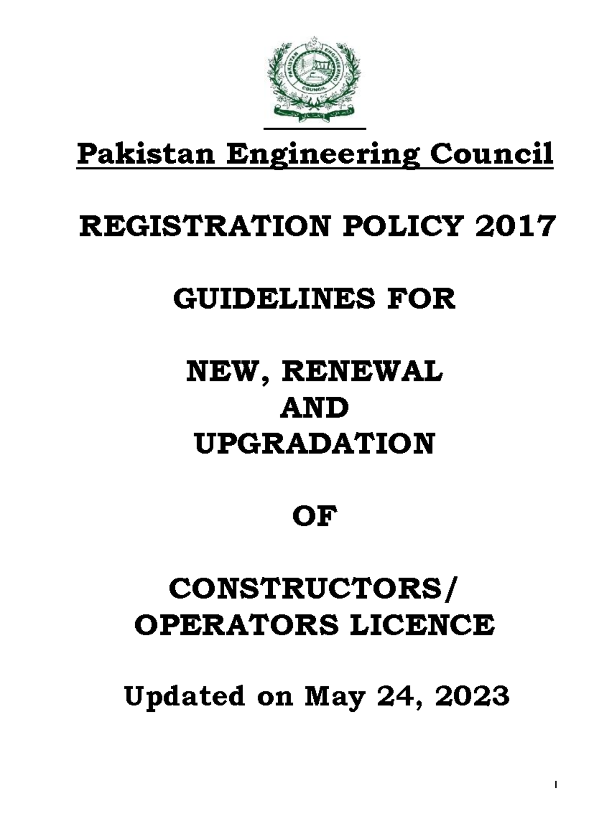 Guidelines for Constructors/Operators License Registration (PEC) - Studocu