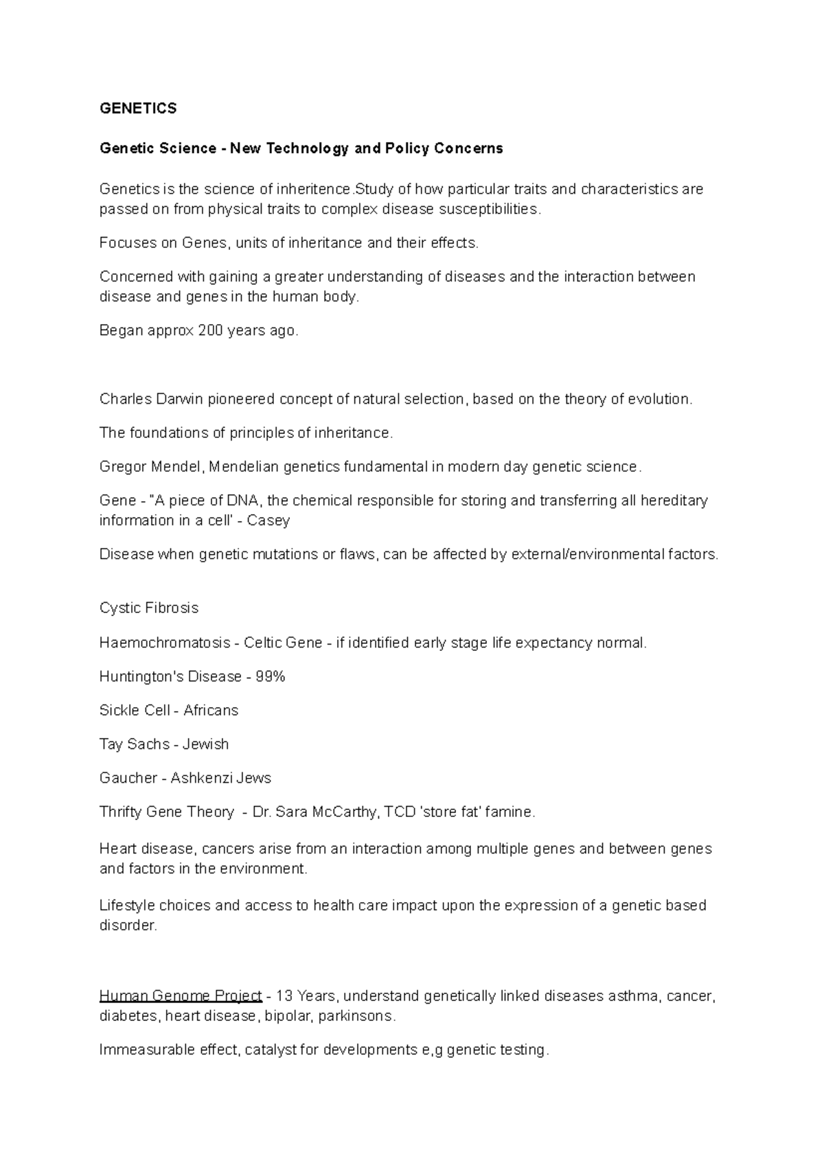 GEN101: Final Exam Notes on Genetic Science, Technology & Ethics - Studocu